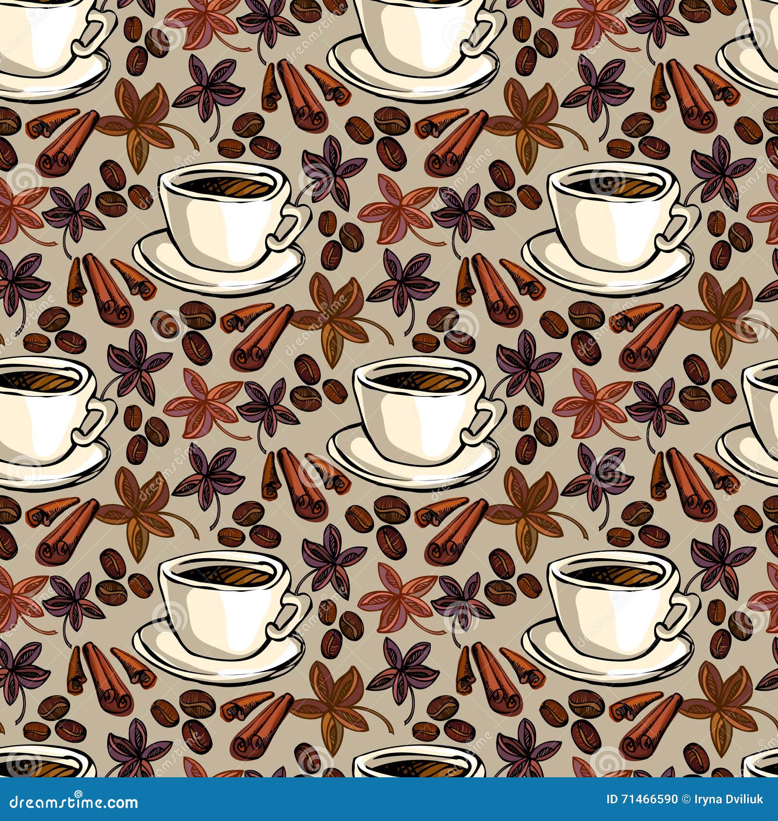 Coffee seamless pattern stock vector. Illustration of beverage - 71466590