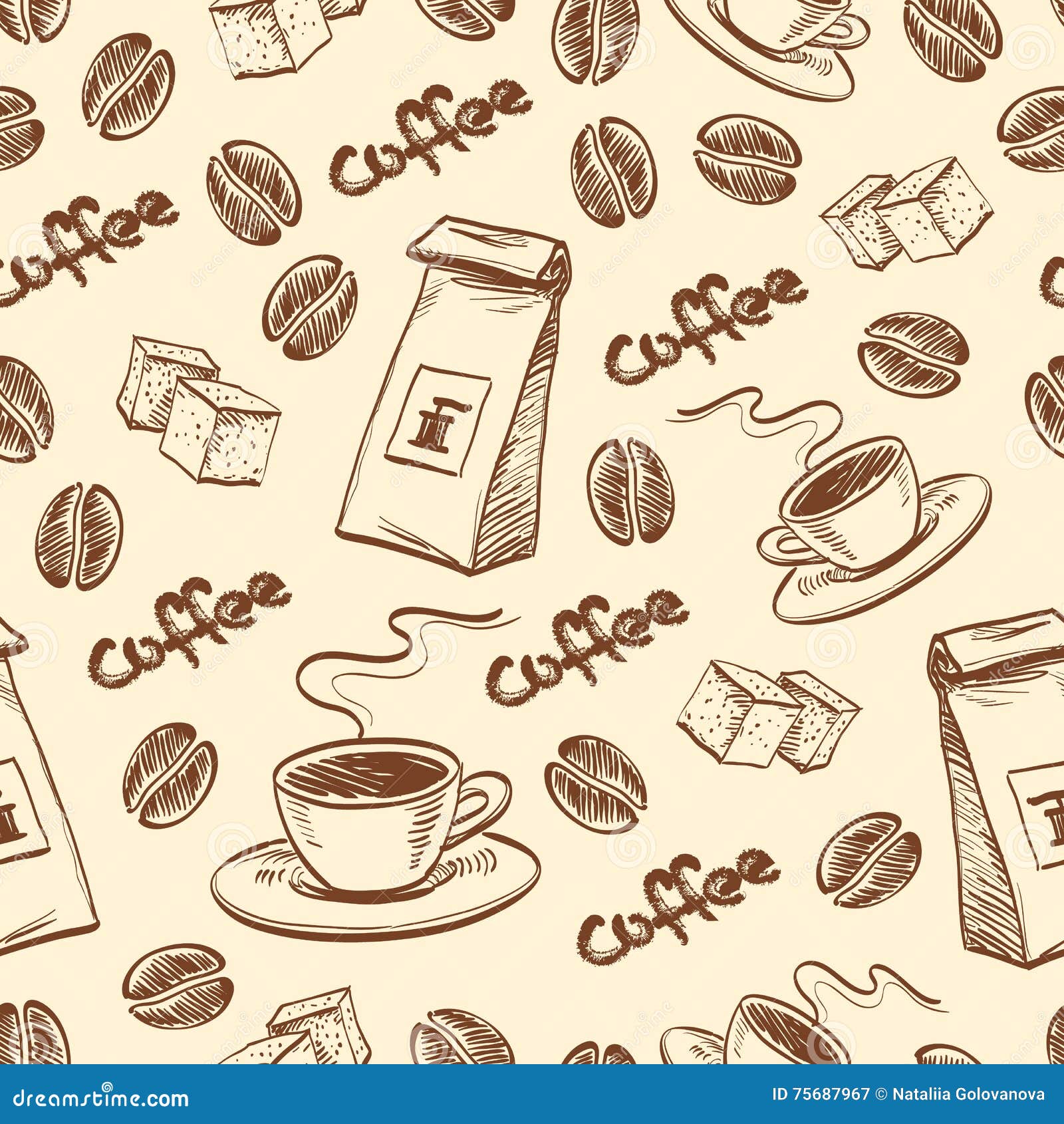 Coffee seamless pattern stock vector. Illustration of paper - 75687967