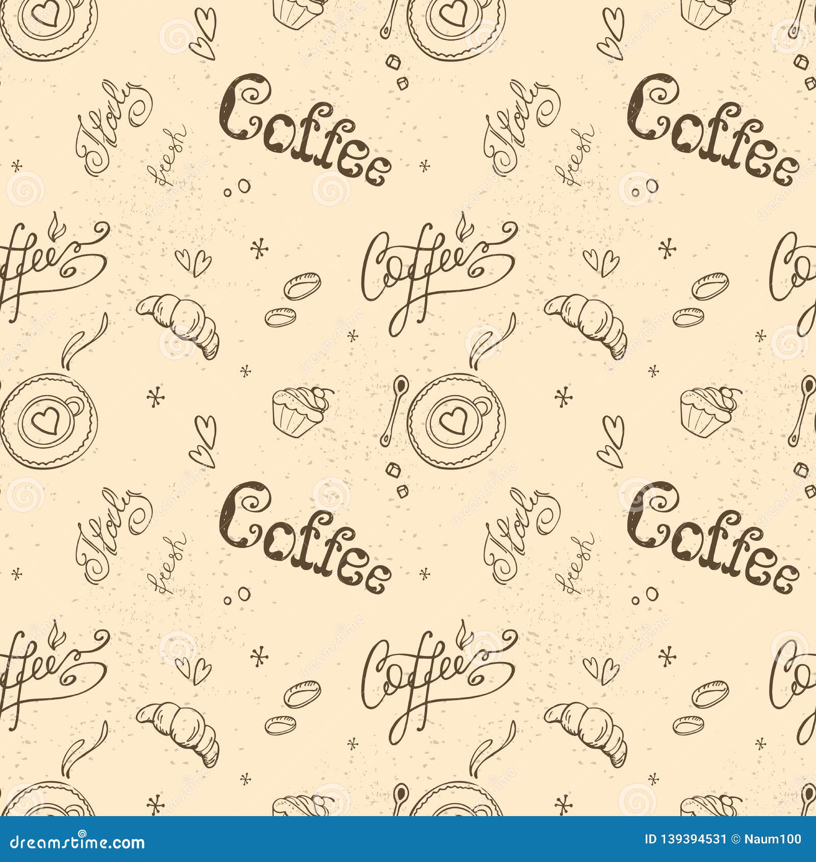 Coffee Seamless Pattern,hand Drawn Background with Sign and Letters ... Coffee Seamless Pattern,hand Drawn Background with Sign and Letters ...