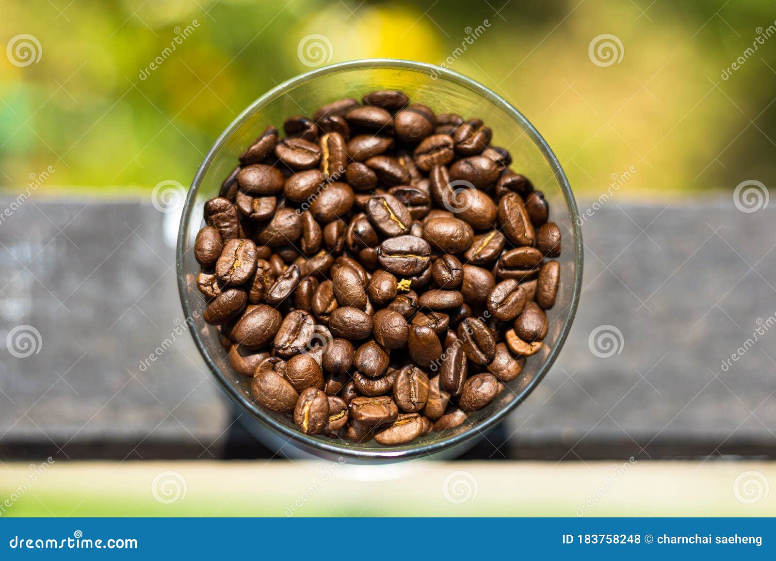 Coffee Seed in Glass on the Table Stock Photo - Image of table, robusta ...