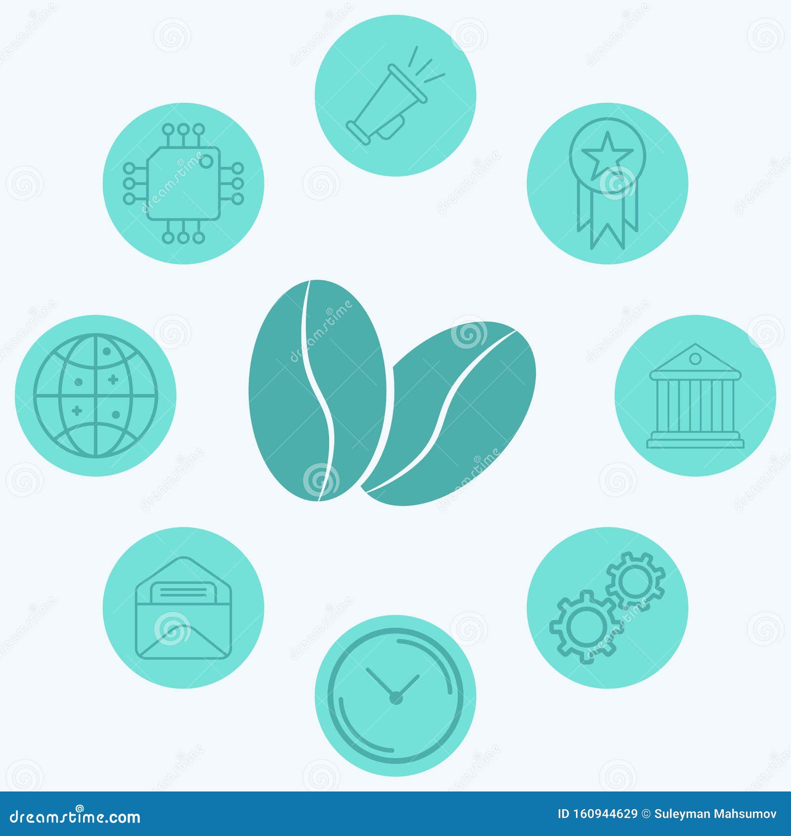 Coffee Seed Vector Icon Sign Symbol Stock Illustration - Illustration ...