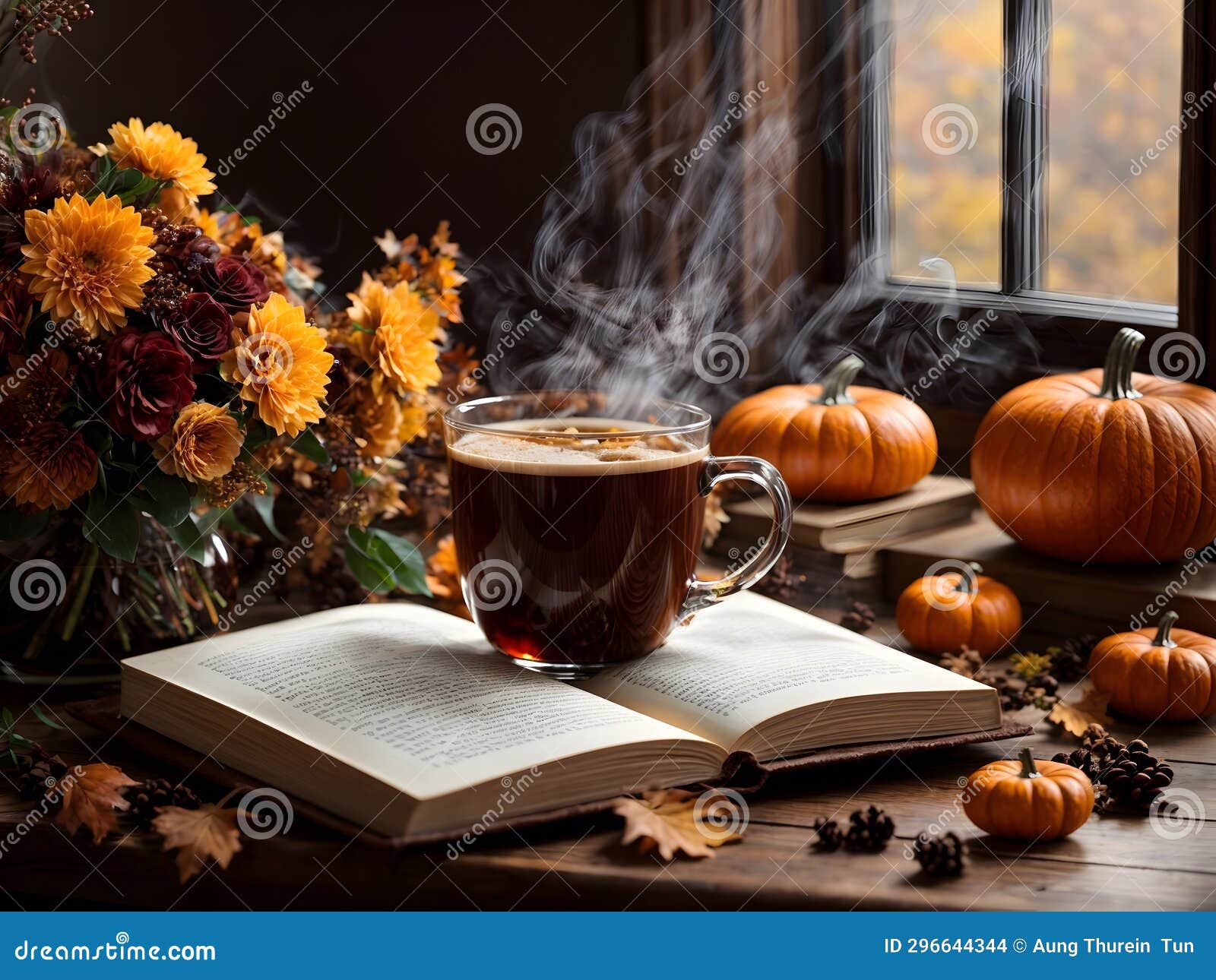 A Coffee Set with Autumn Vibe Stock Photo - Image of flat, beige: 296644344