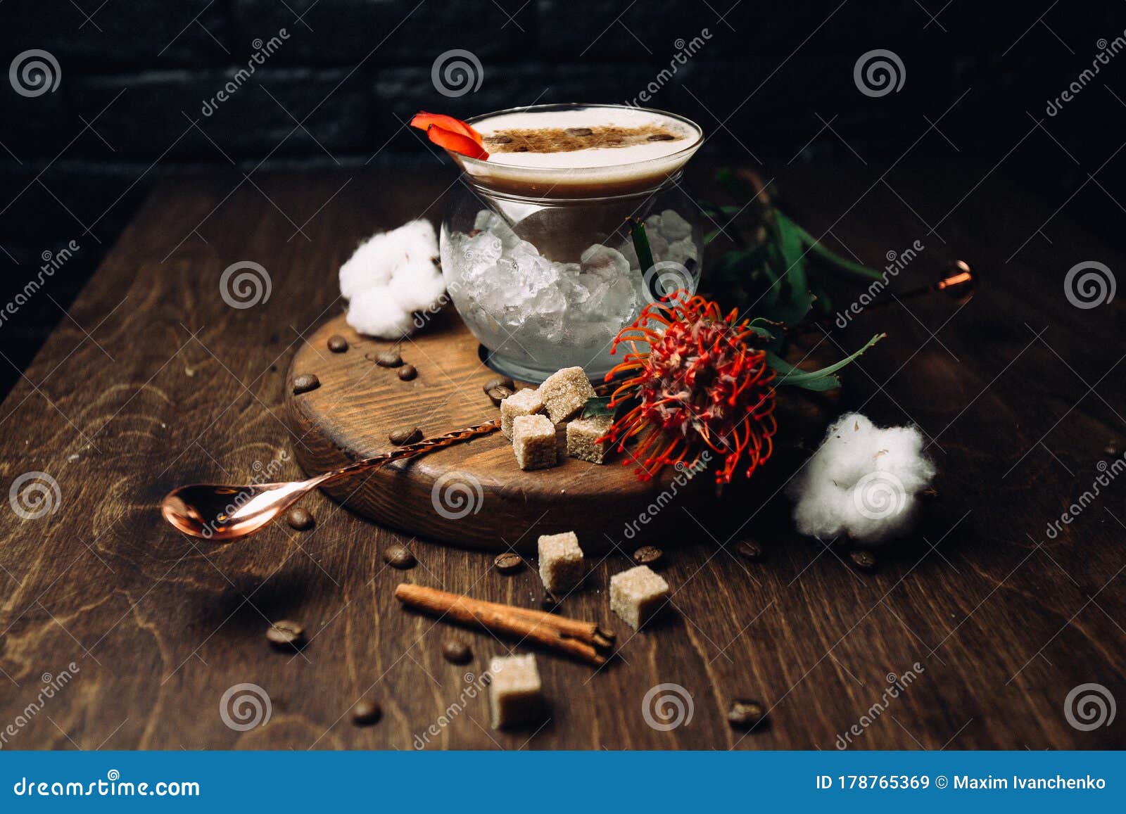 Coffee Set Beautifully Decorated with Brown Sugar Stock Image - Image ...