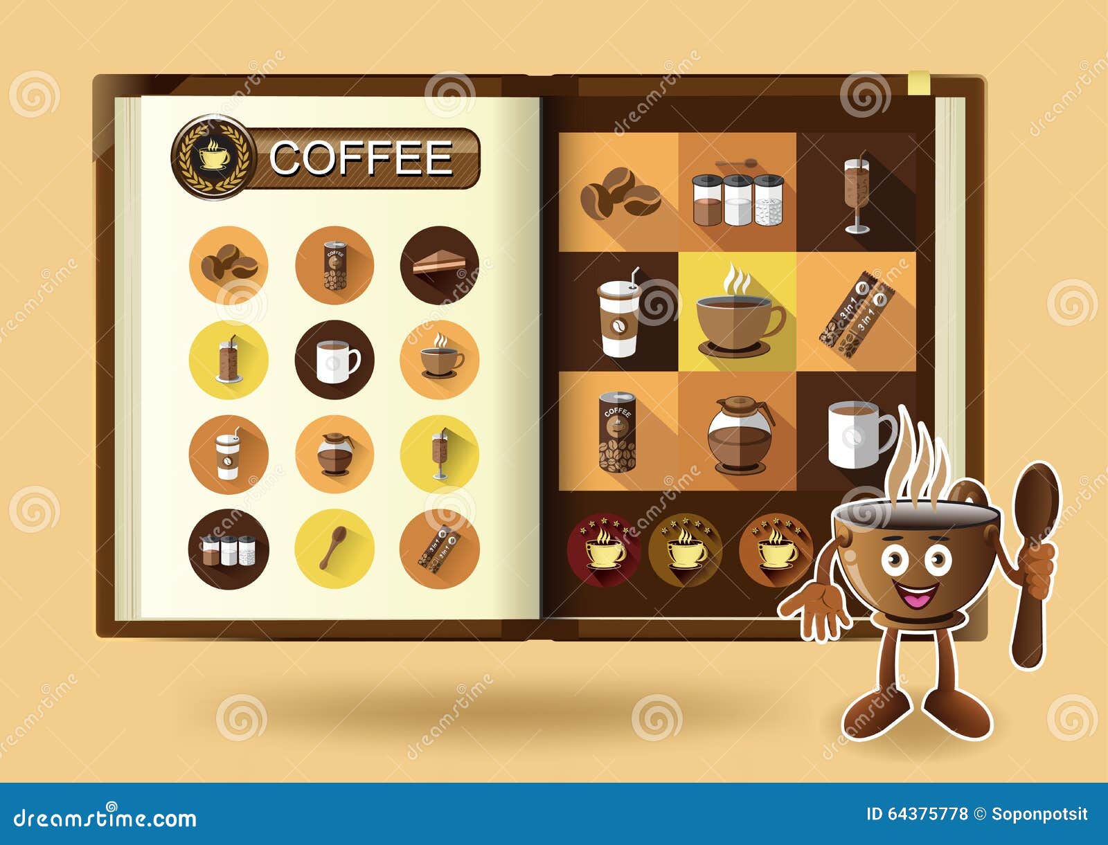 Coffee Set on Notebook Page Vector Illustration Stock Vector ...
