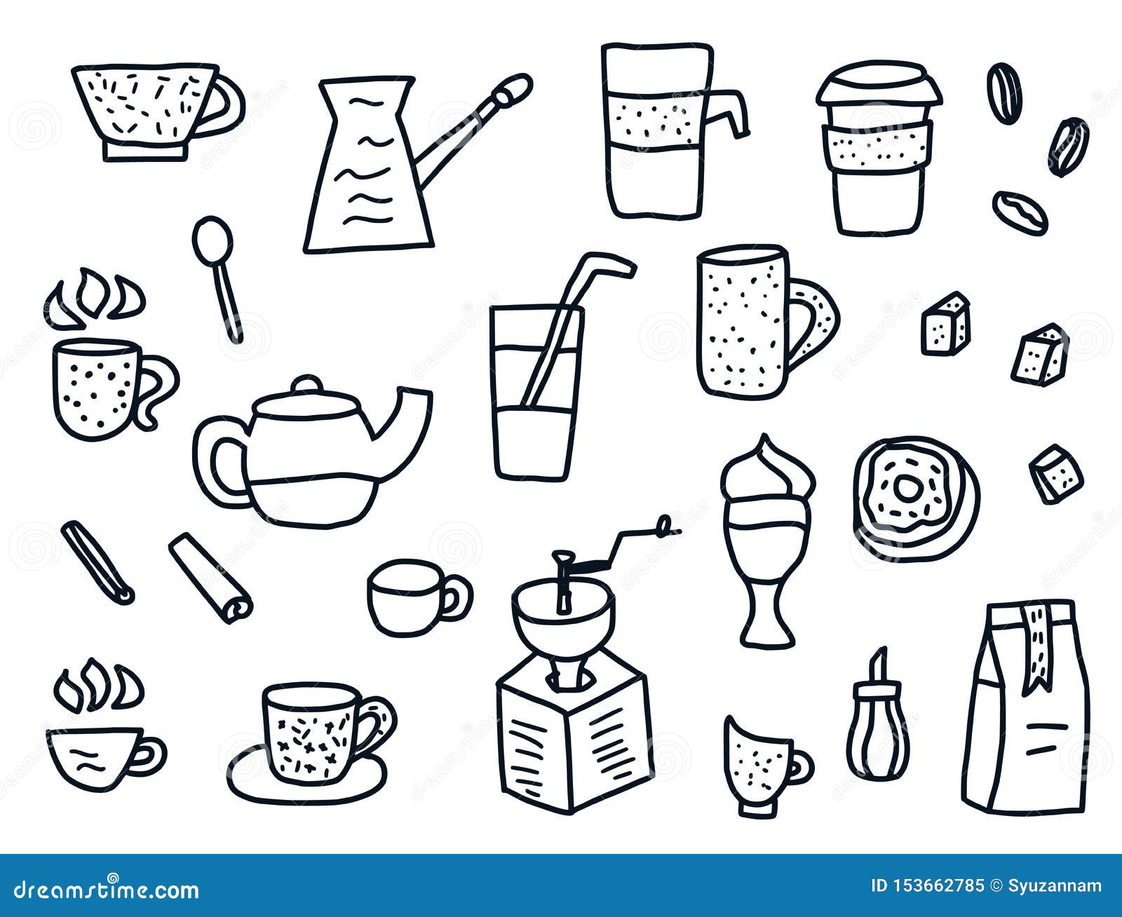 Coffee Set Objects. Vector Design Elements. Stock Vector - Illustration ...