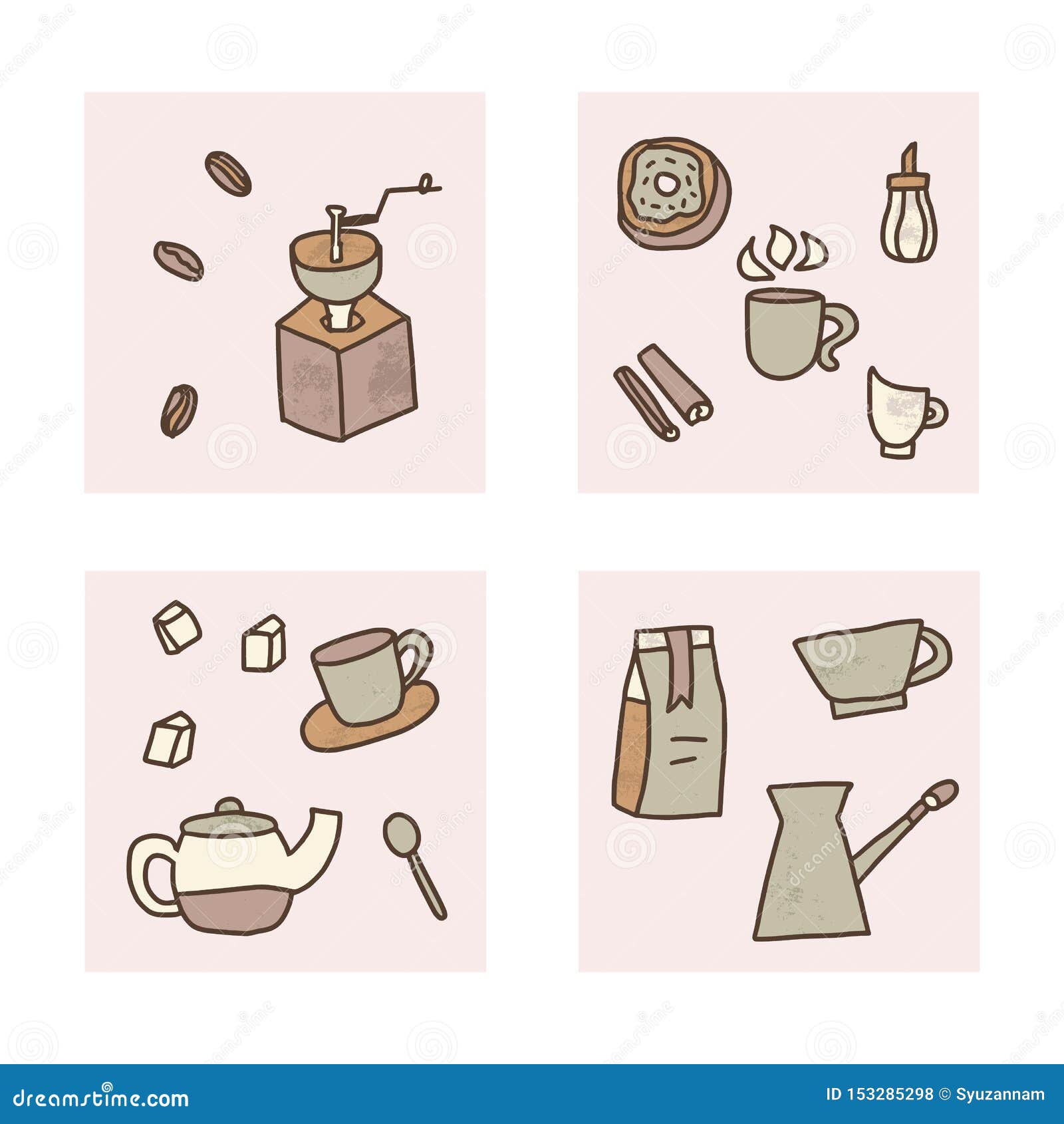 Coffee Set Objects. Vector Design Elements. Stock Vector - Illustration ...