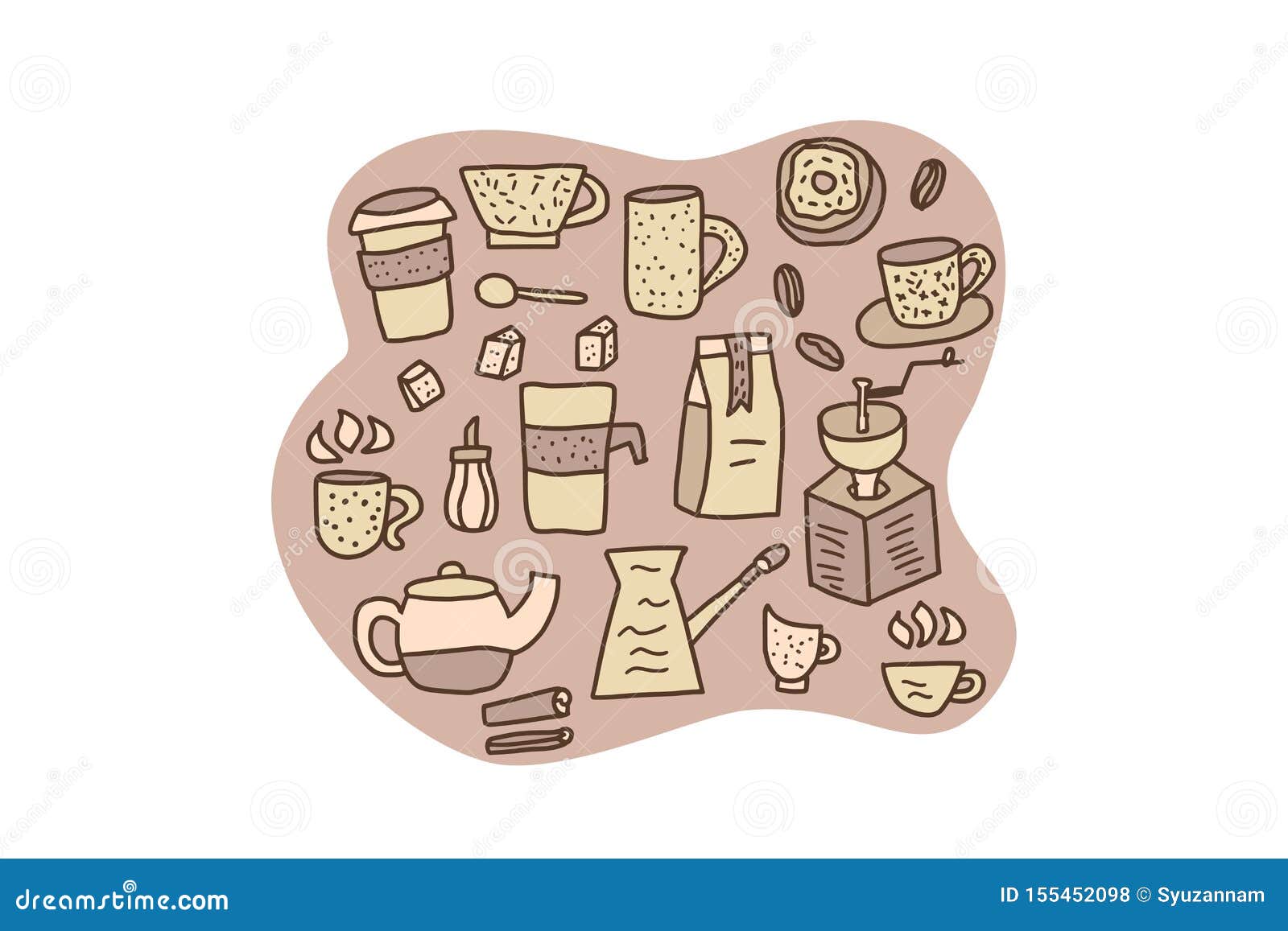Coffee Set Objects. Vector Design Elements. Stock Vector - Illustration ...
