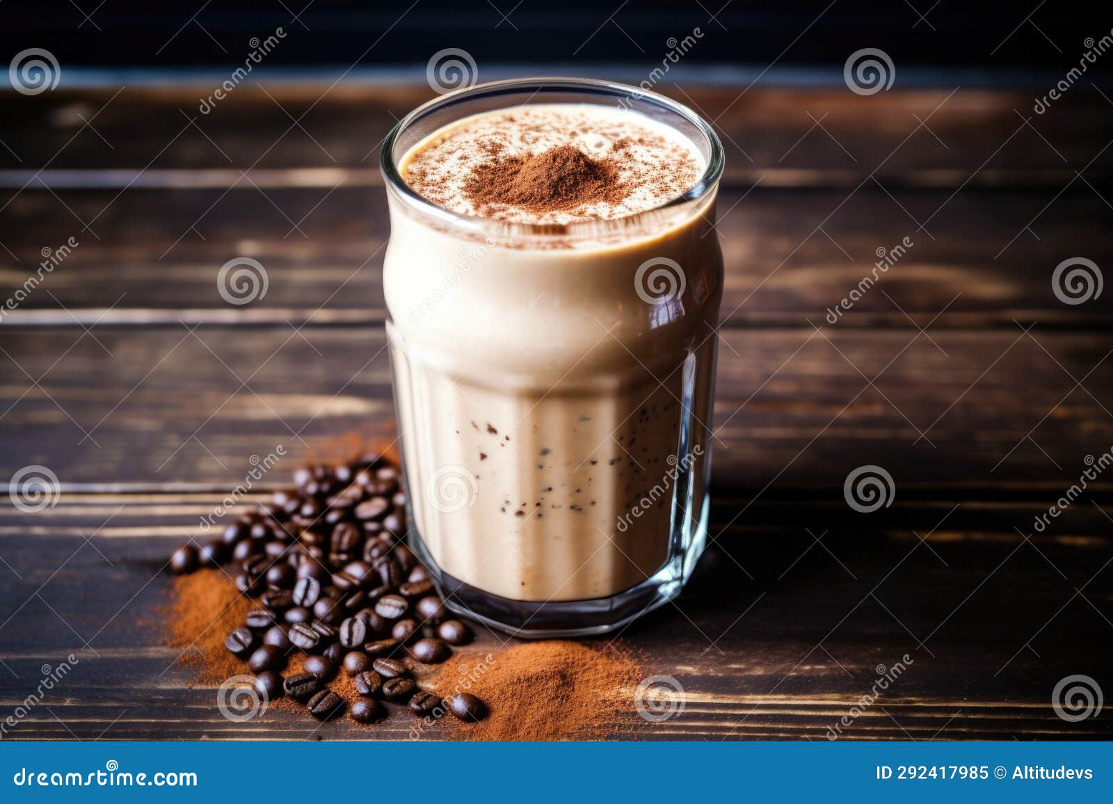 A Coffee Shake in a Glass Jar on a Wooden Table Stock Illustration ...