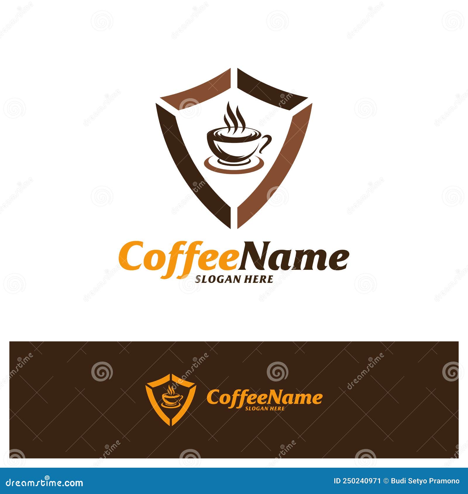 Coffee Shield Logo Design Template. Coffee Logo Concept Vector Stock ...