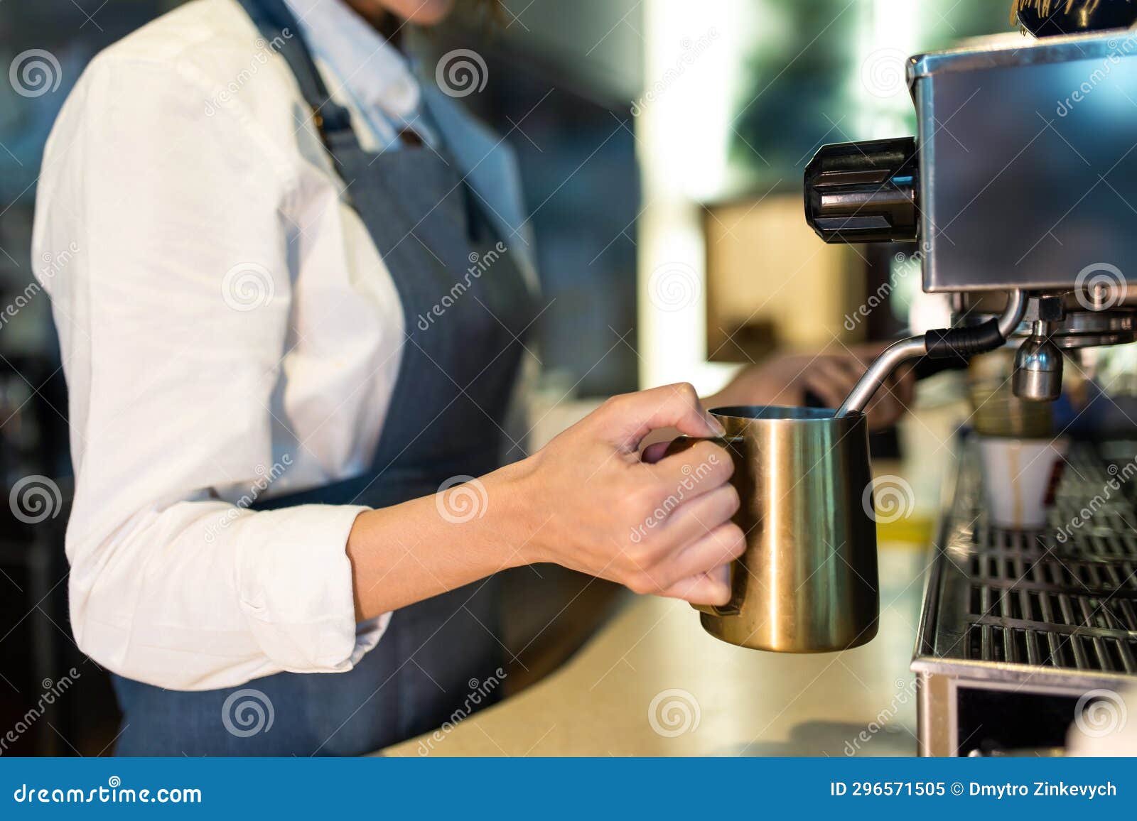 Coffee Shop Assistant Preparing Coffee in a Coffee Store Stock Image ...
