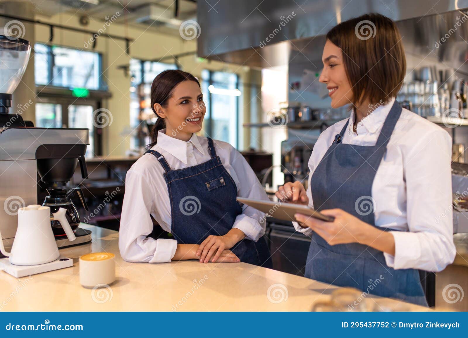 Coffee Shop Assistants Feeling Good at Their Working Place Stock Photo ...