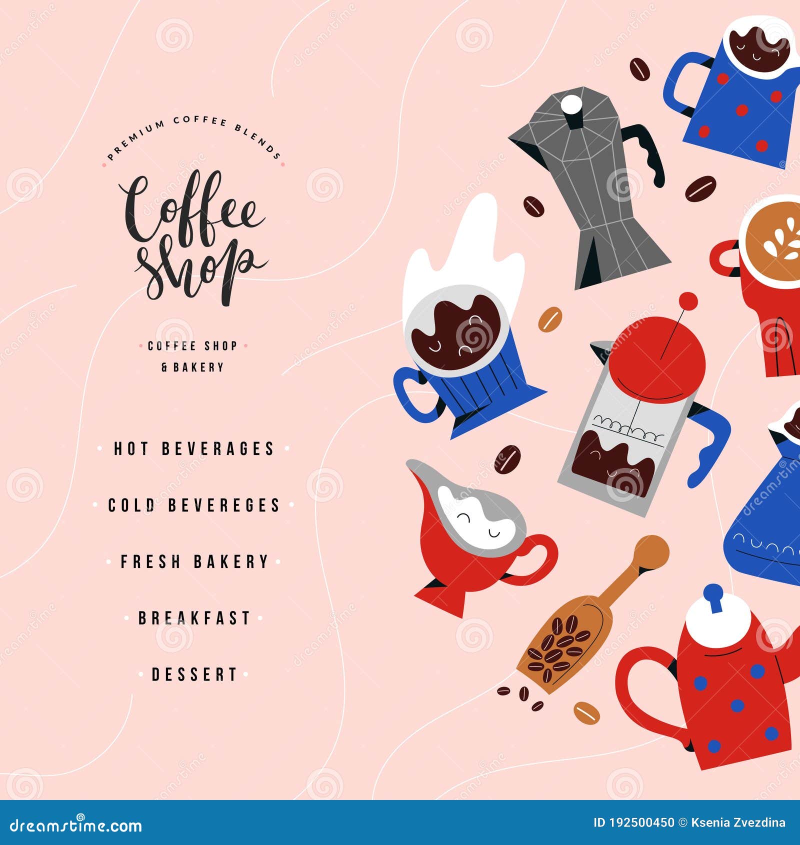 Barista Label Flat Cartoon Hand Drawn Templates Background Illustration ...