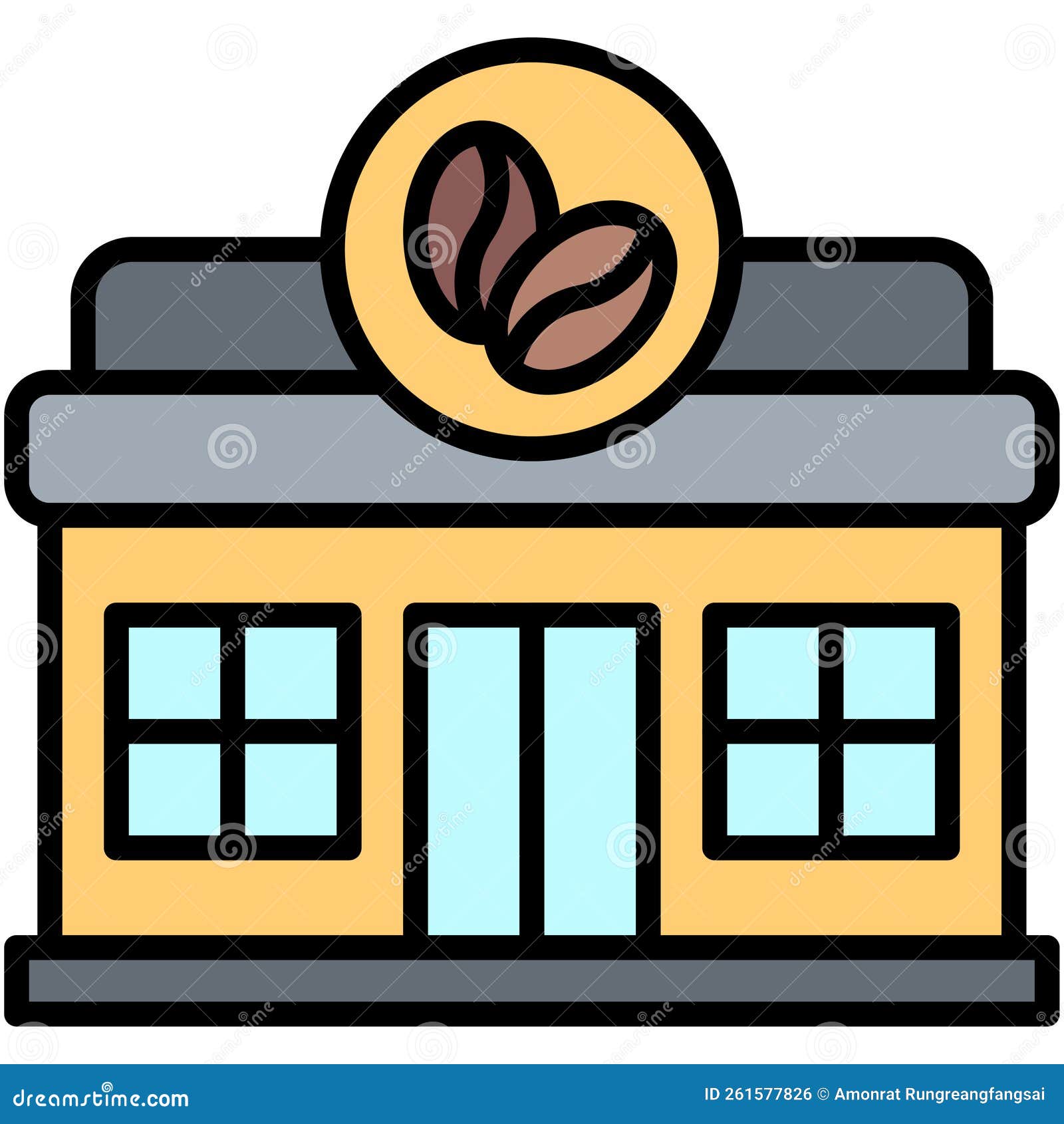 Coffee Shop with Coffee Bean Sign Vector Icon Stock Vector ...