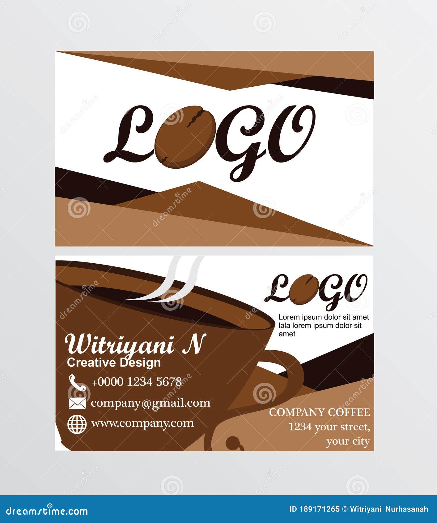 Coffee Shop Business Card Design Template.coffee Card Stock Vector ...