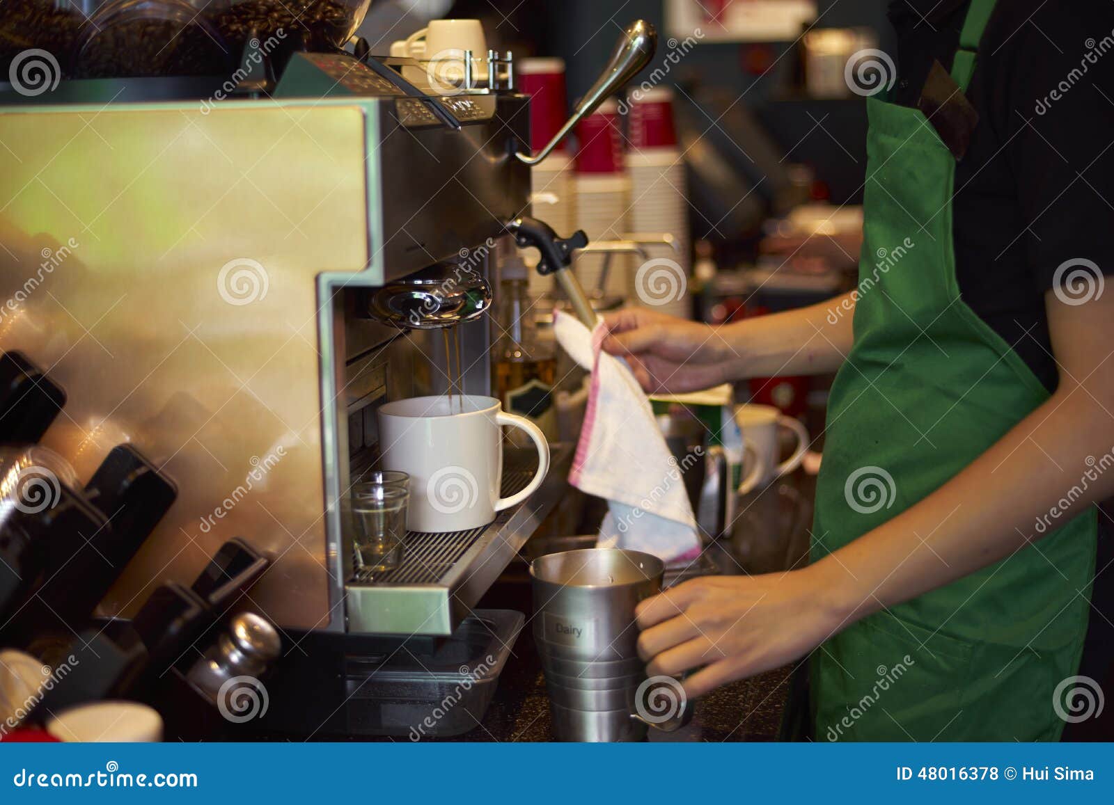 Coffee Shop Cleaning Coffee Machine Stock Photo - Image of working ...
