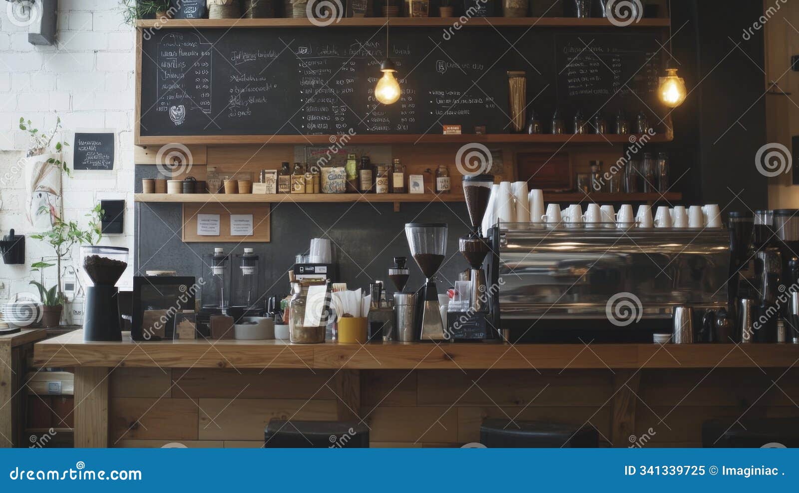Coffee Shop Counter with Equipment and Menu Boards Stock Illustration ...