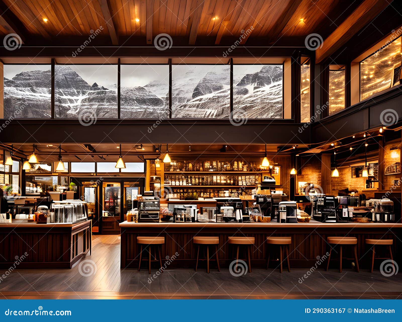 Coffee Shop with Cozy Interior Design. Stock Image - Image of warm ...