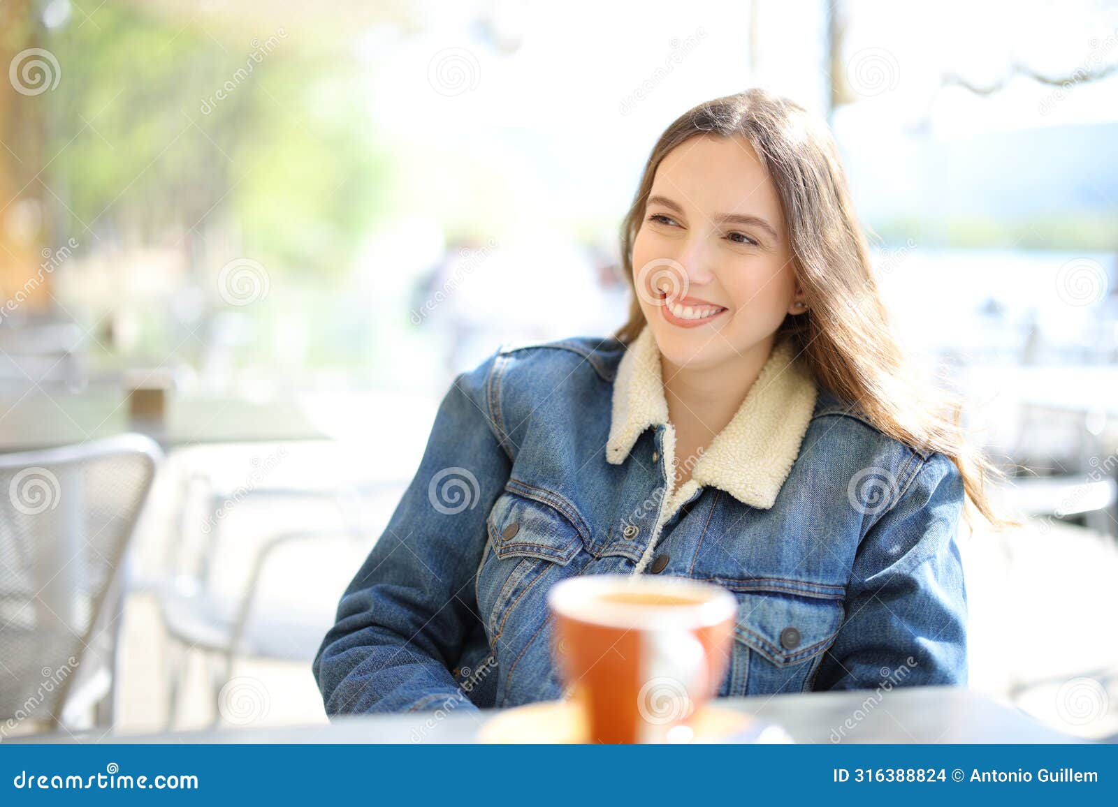 Coffee Shop Customer Resting in a Terrace Stock Photo - Image of young ...