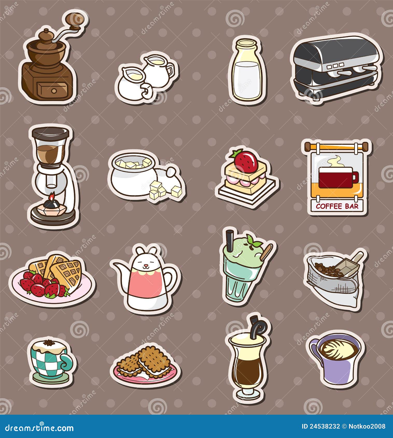 Coffee Shop Element Stickers Stock Vector - Illustration of sign, eige ...