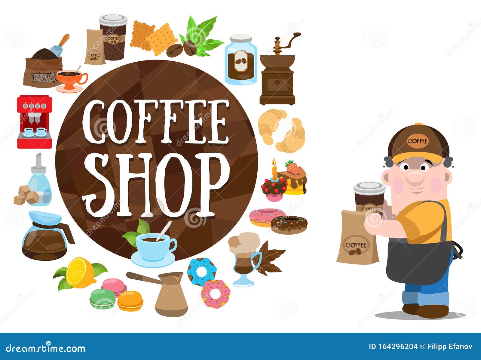 Coffee Shop. Elements for Design Products with a Coffee Theme Stock ...