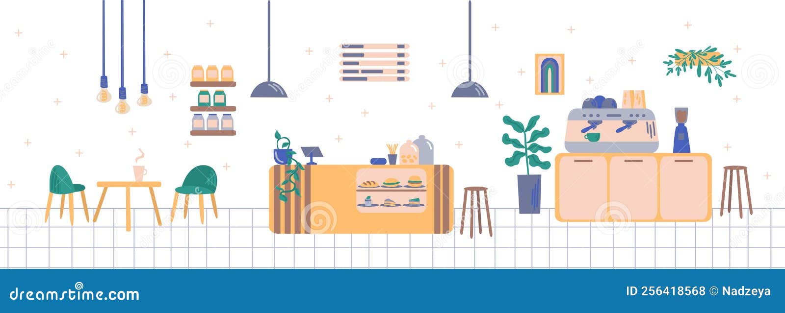 Coffee shop empty interior stock vector. Illustration of cartoon ...