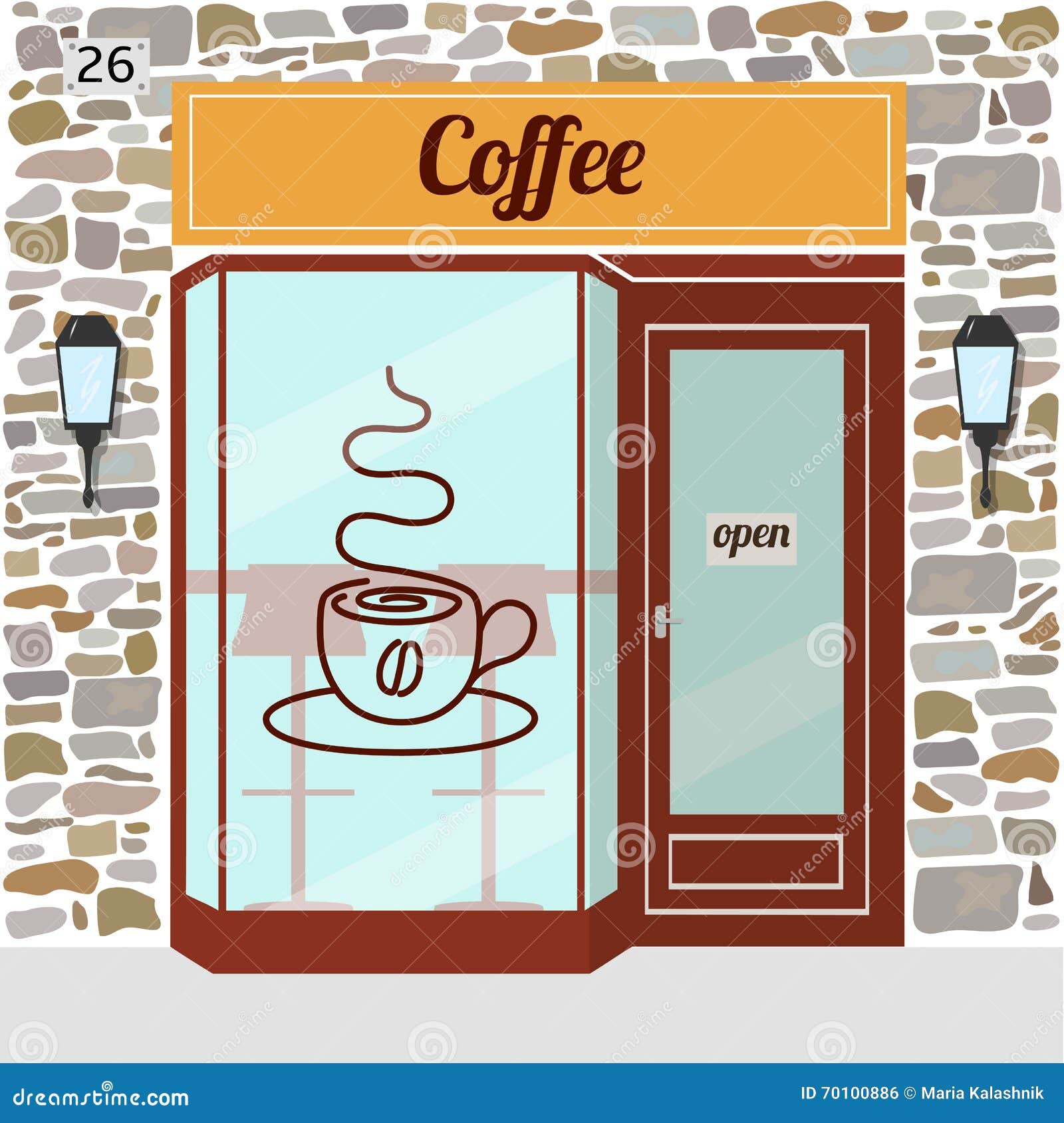 Coffee shop facade. stock vector. Illustration of label - 70100886