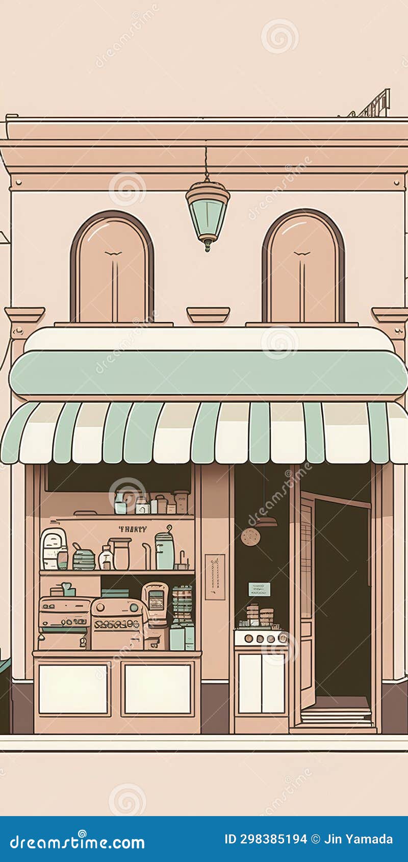 Coffee Shop Facade. Vector Illustration in Line Art Style Stock ...