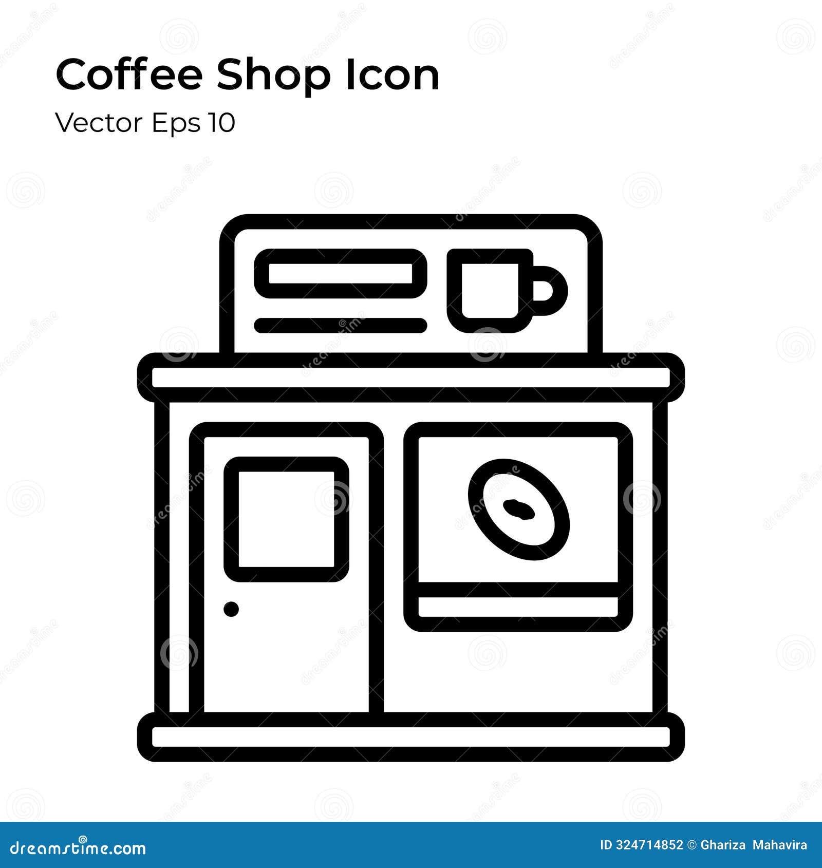 Coffee Shop Icon in Line Style. Coffee Shop Line Illustration Stock ...