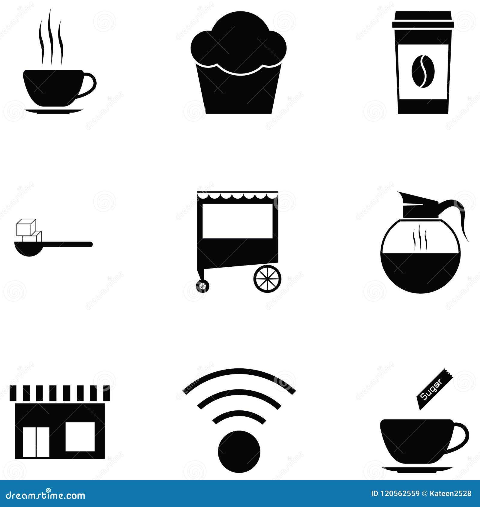 Coffee shop icon set stock vector. Illustration of drink - 120562559