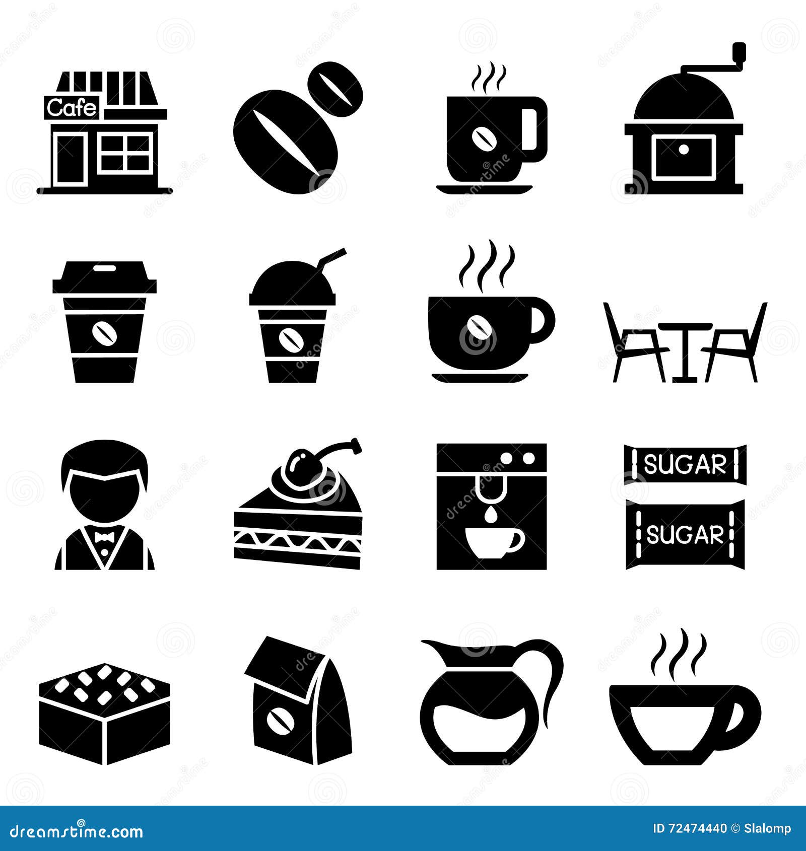 Coffee shop icon set stock illustration. Illustration of clip - 72474440