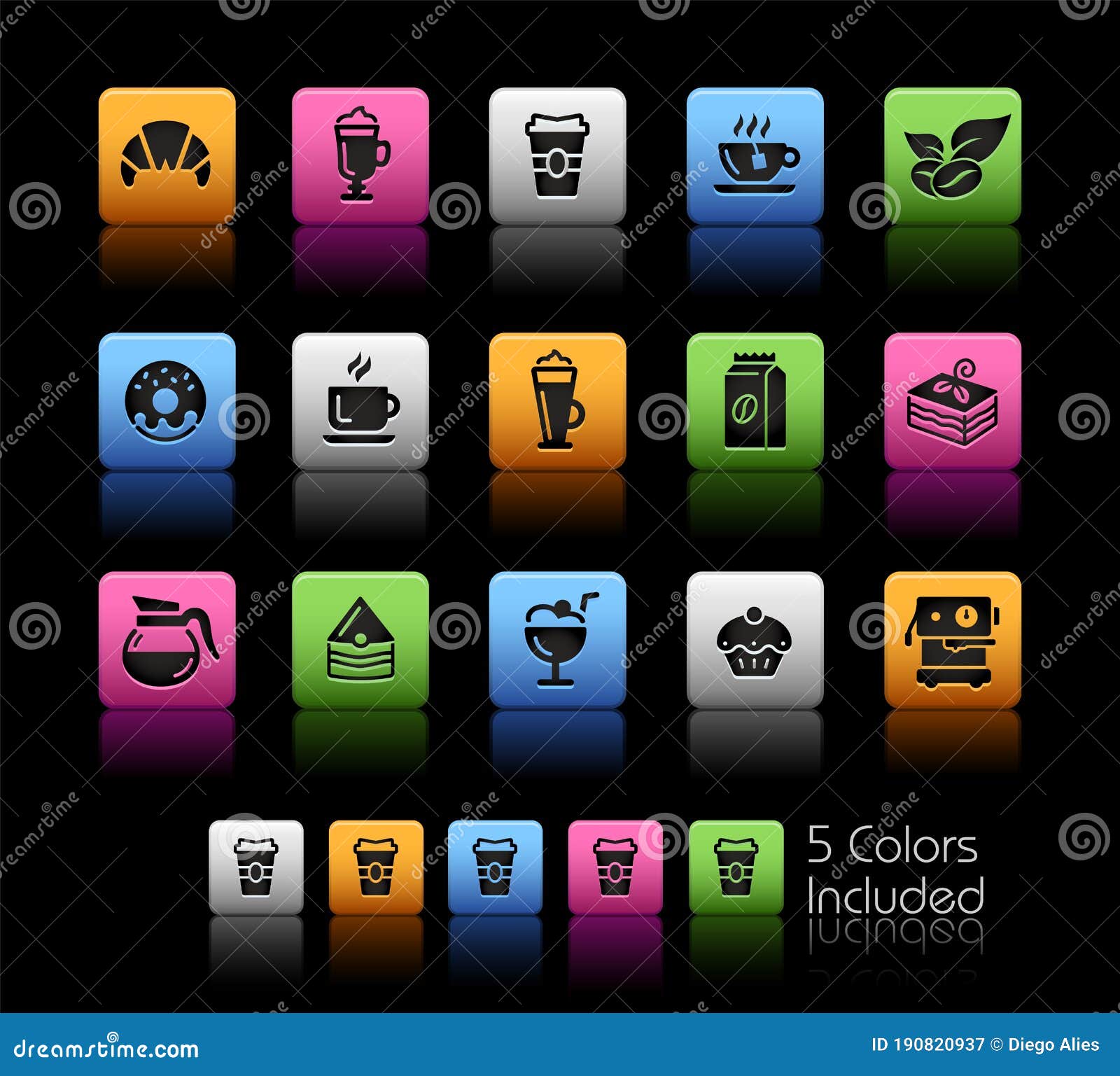 Coffee Shop Icons // ColorBox Series Stock Vector - Illustration of ...