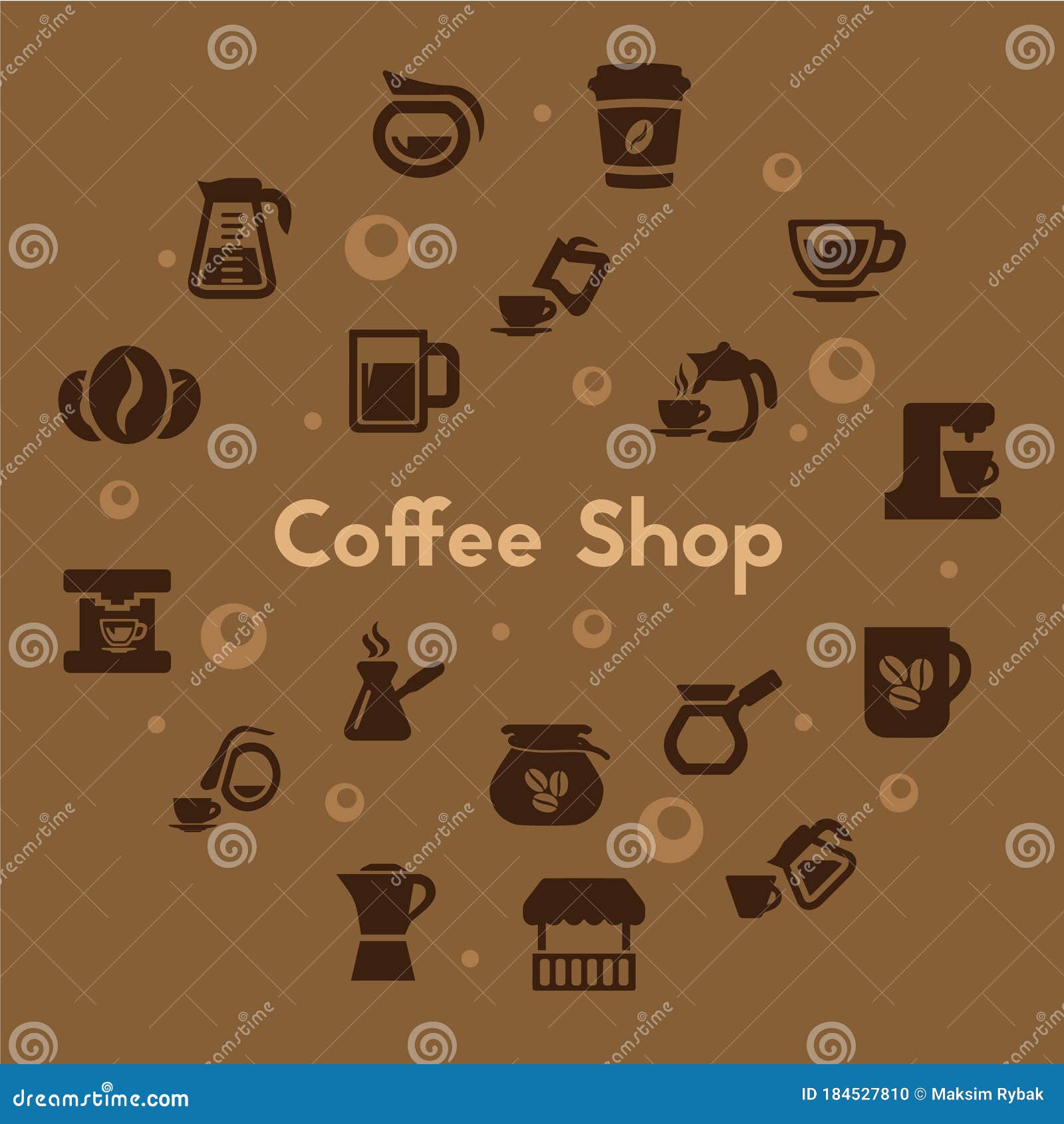 Coffee shop icons stock illustration. Illustration of grinder - 184527810