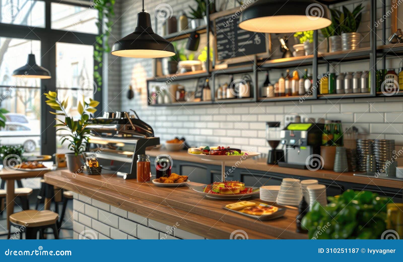 Coffee Shop Interior with Barista Counter Stock Image - Image of cafe ...