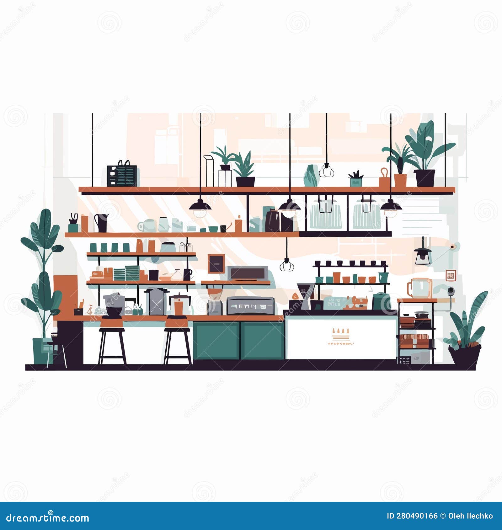Coffee Shop Interior Vector Isolated Illustration Stock Vector ...