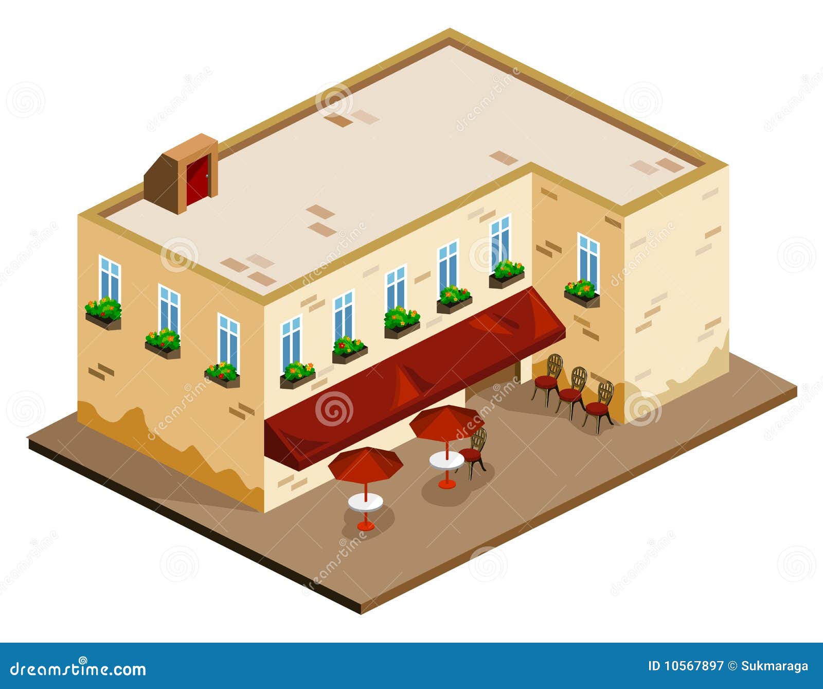 Coffee Shop Isometric stock vector. Illustration of building - 10567897