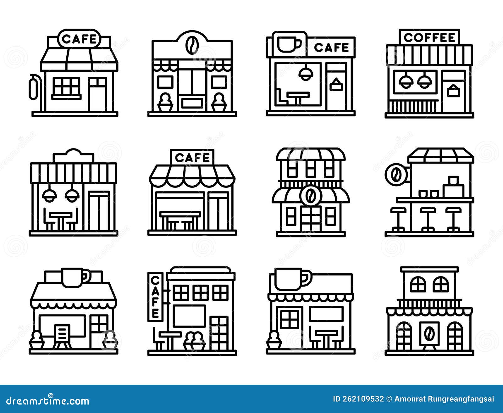 Coffee Shop Line Icon Set 3, Vector Illustration Stock Vector ...