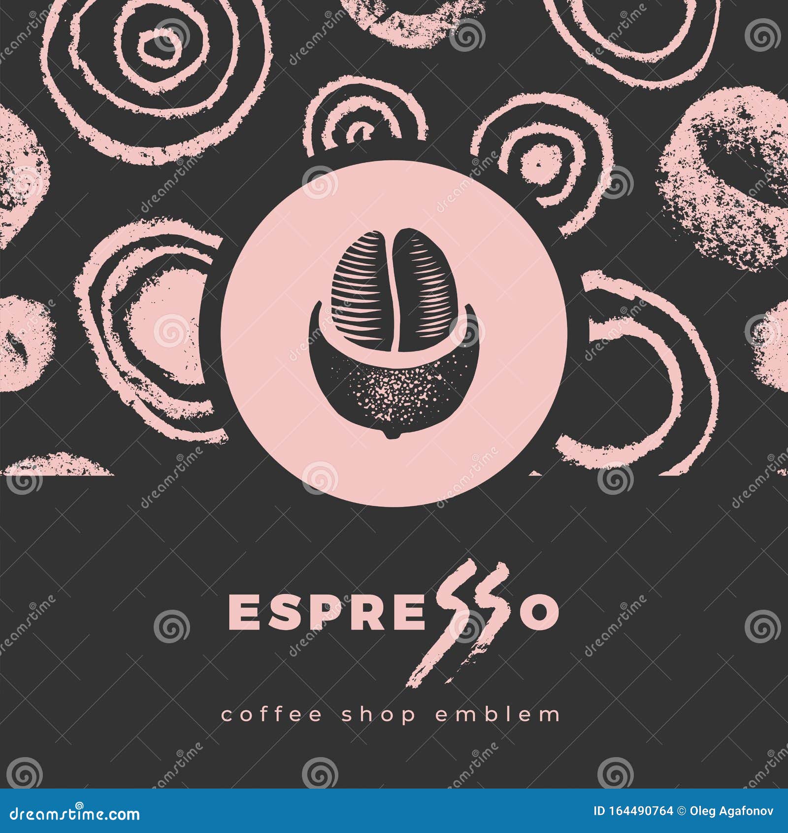 Coffee Shop Logo Design with Abstract Seamless Pattern, Stock ...