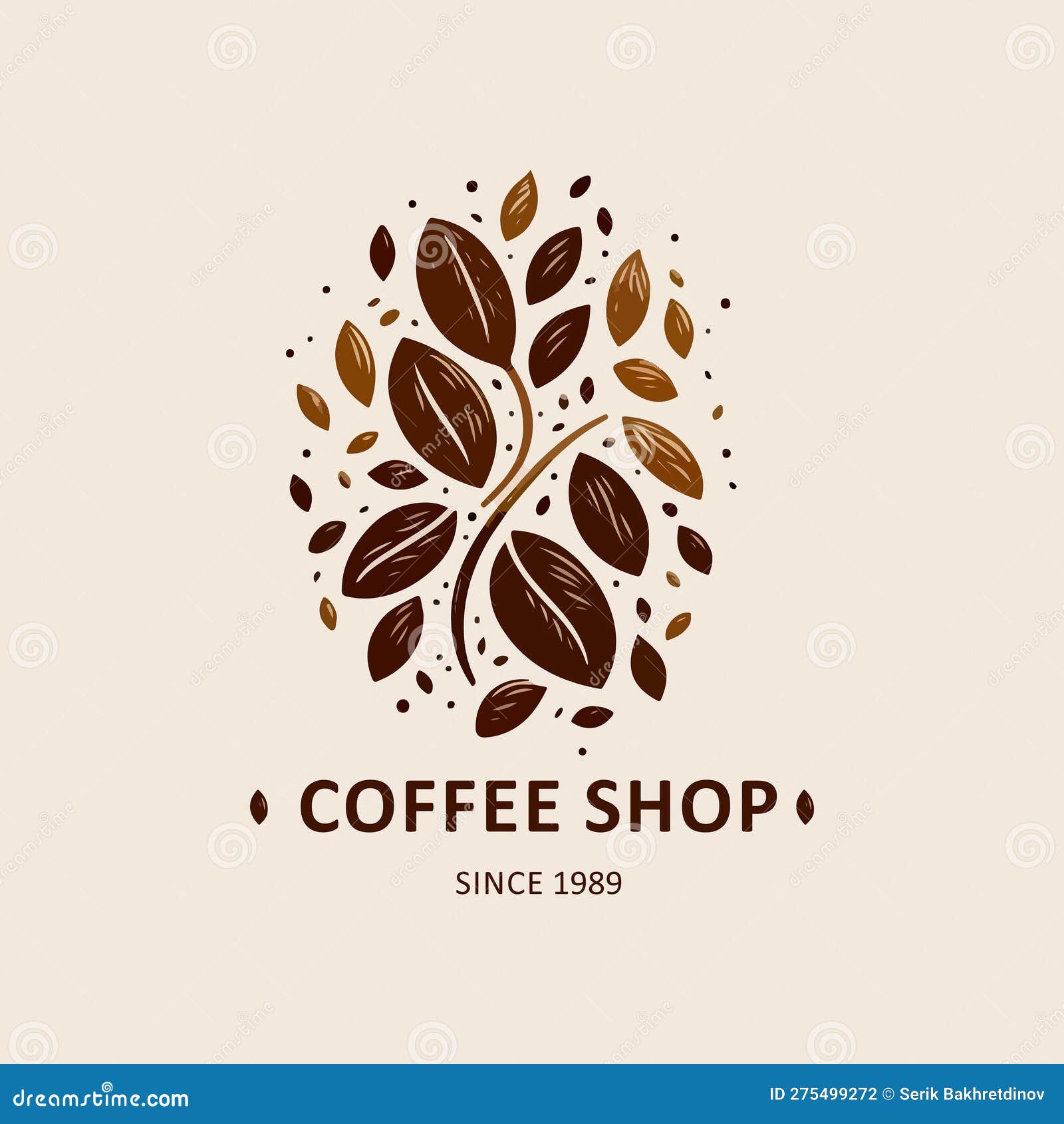 Coffee Shop Logo, Grains and Text on a Beige Background. for Your ...