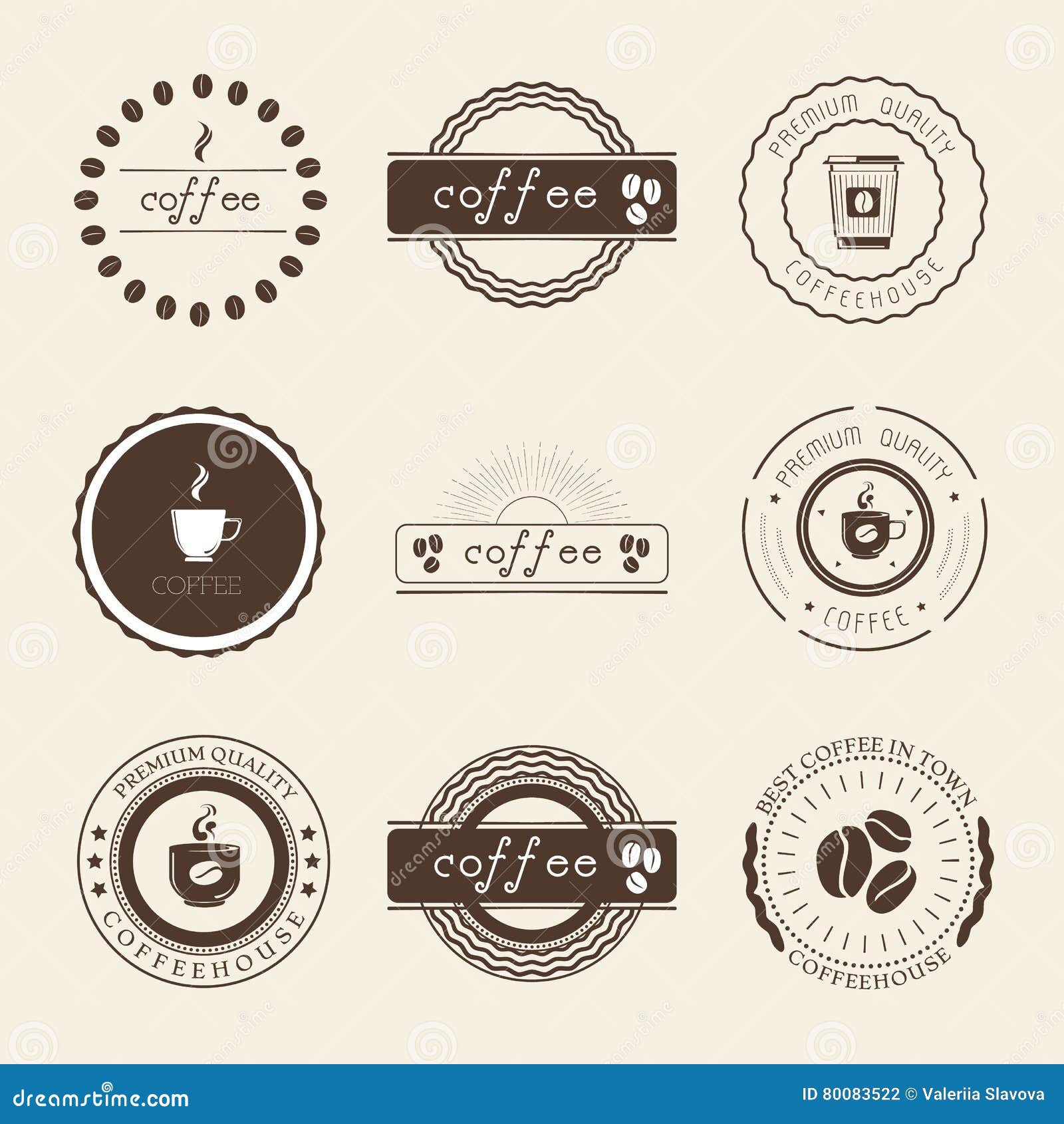 Coffee Shop Logos, Badges And Labels Design Elements Set. Vector ...