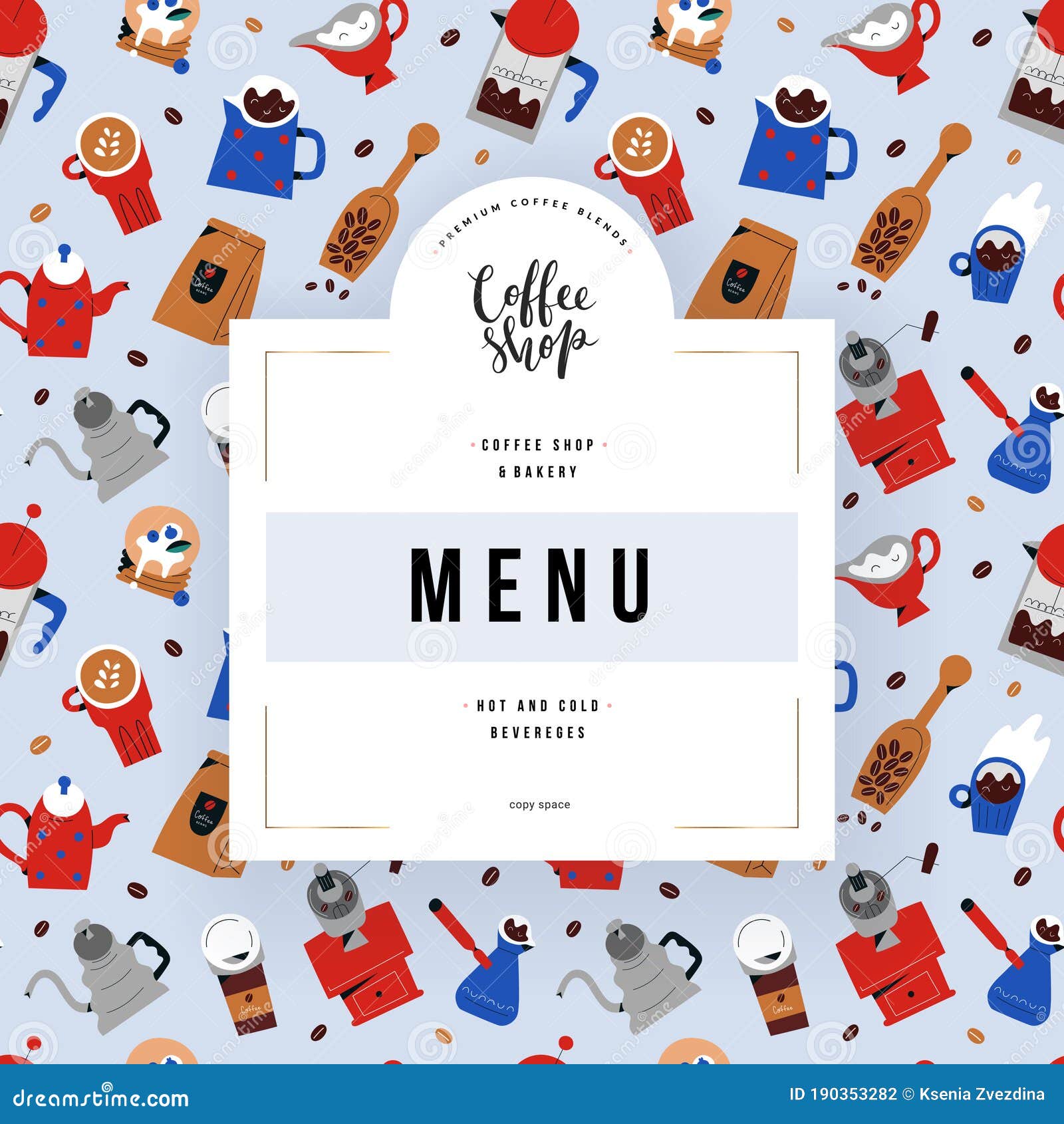 Coffee Shop Menu Design, Vector Frame Template with Coffee Drinks ...