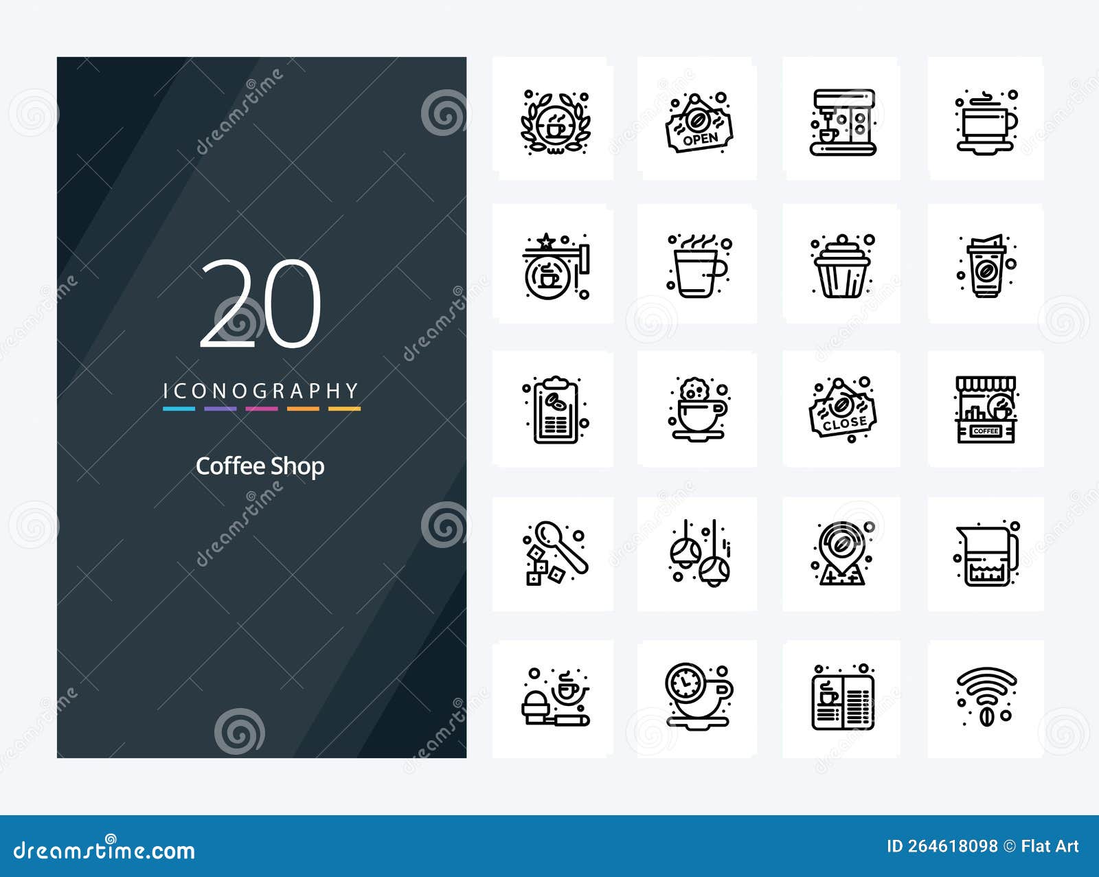 20 Coffee Shop Outline Icon for Presentation Stock Vector ...
