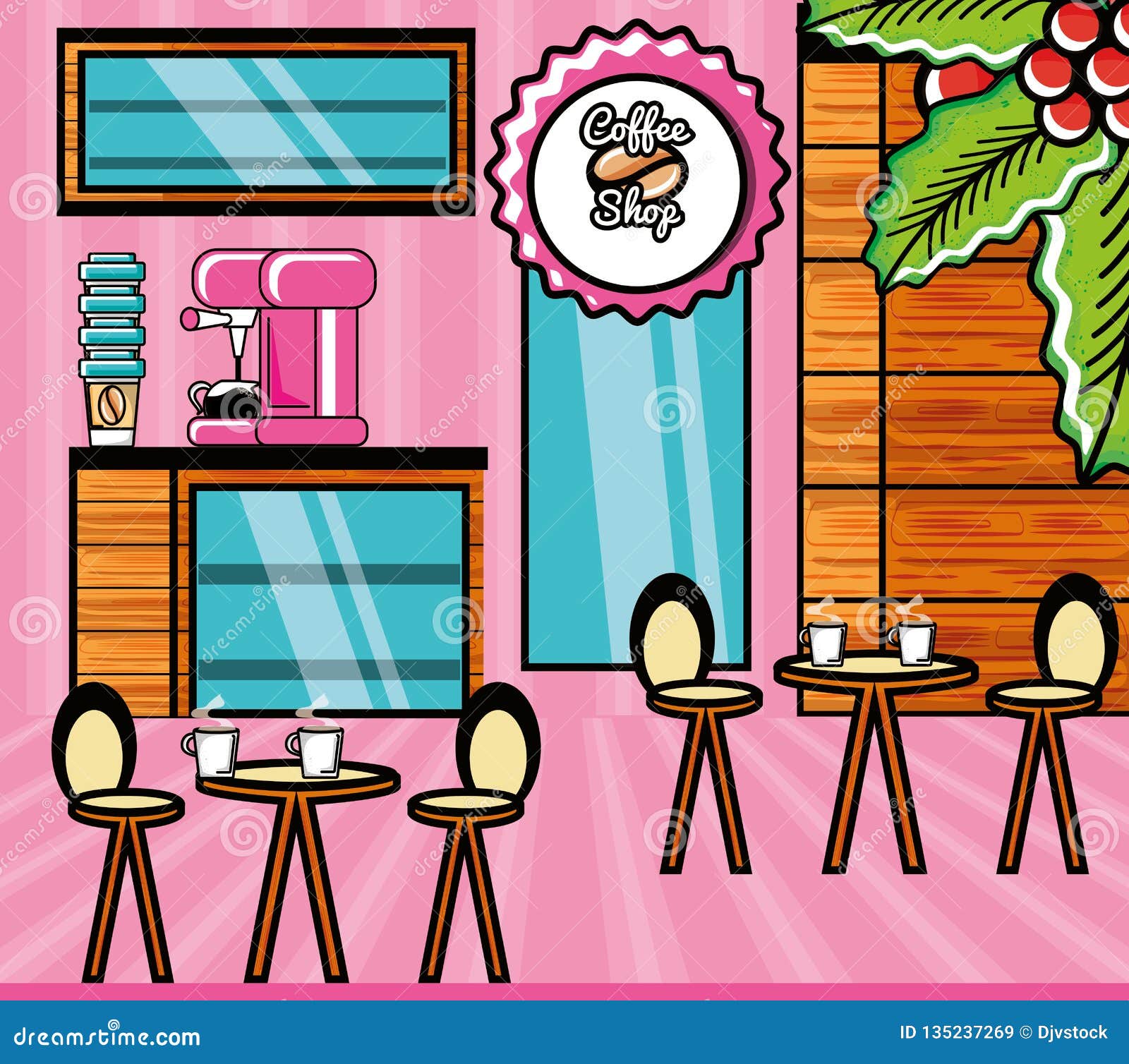 Coffee Shop Restaurant Scene Stock Vector - Illustration of seed ...