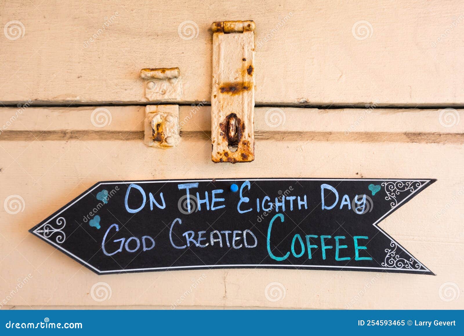 Coffee Shop Sign, God Created Coffee Stock Image - Image of entrance ...
