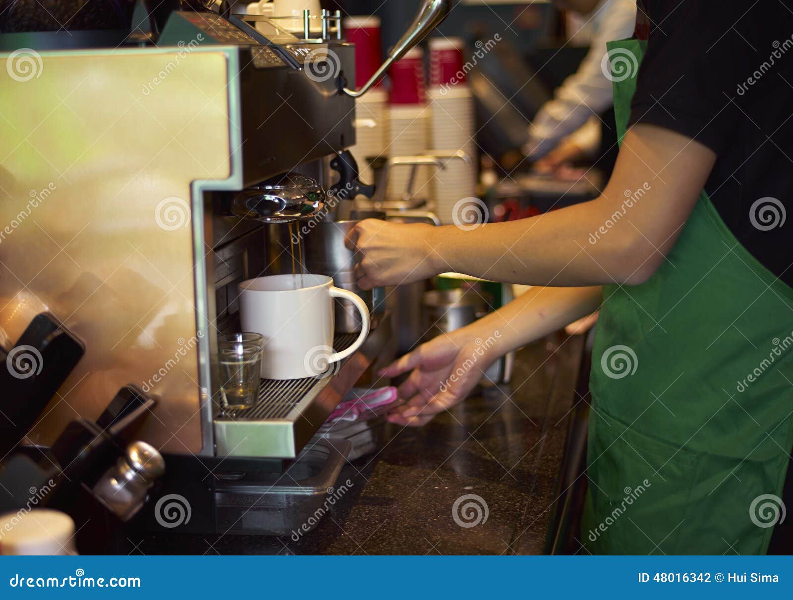 Coffee Shop Staff Preparing Coffee Stock Photo - Image of coffeehouse ...