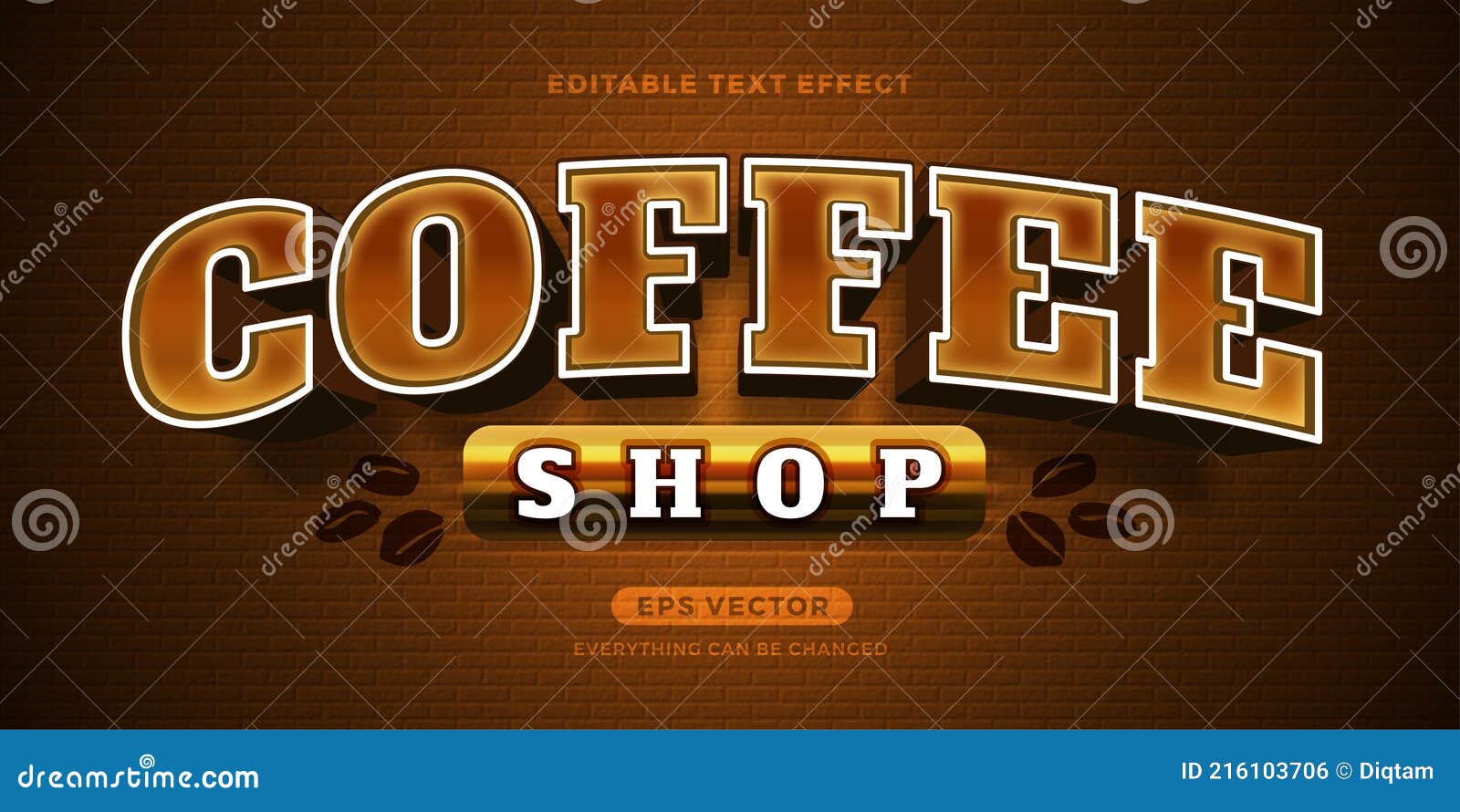 Coffee shop text effect stock vector. Illustration of style - 216103706