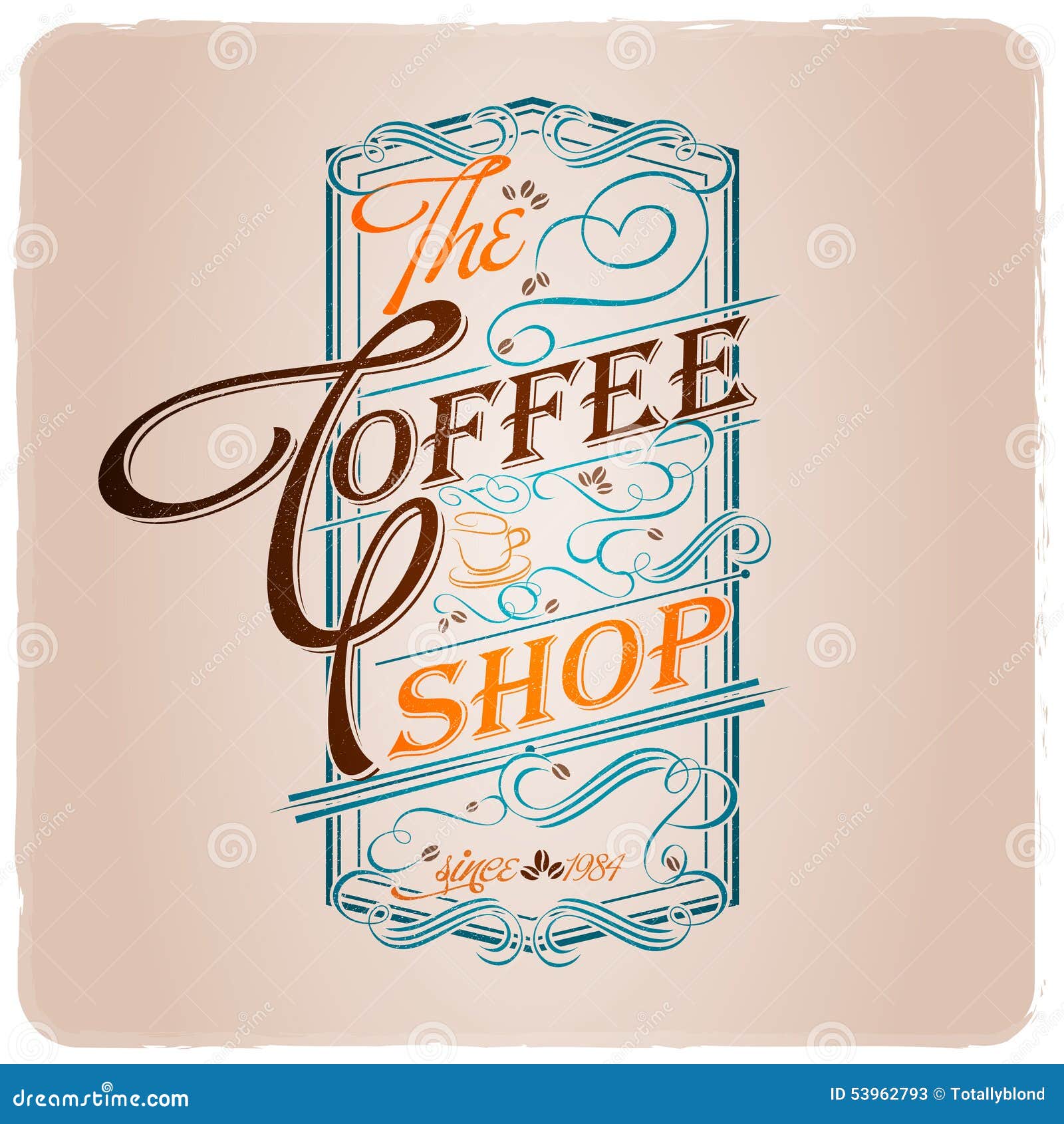 The Coffee Shop Typographic Design Template Stock Vector - Illustration ...