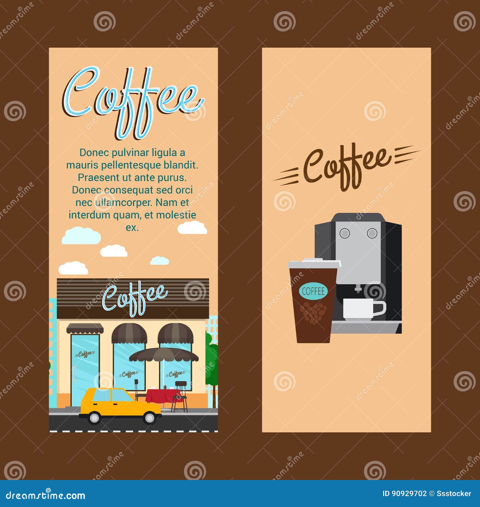 Coffee Shop Vertical Flyers Stock Vector - Illustration of front, local ...