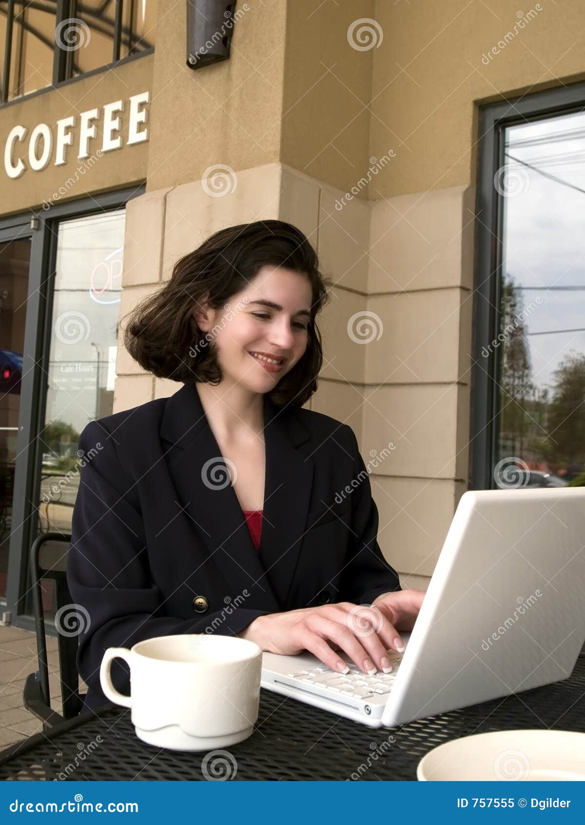 Coffee shop wifi laptop 2 stock image. Image of brunettte - 757555