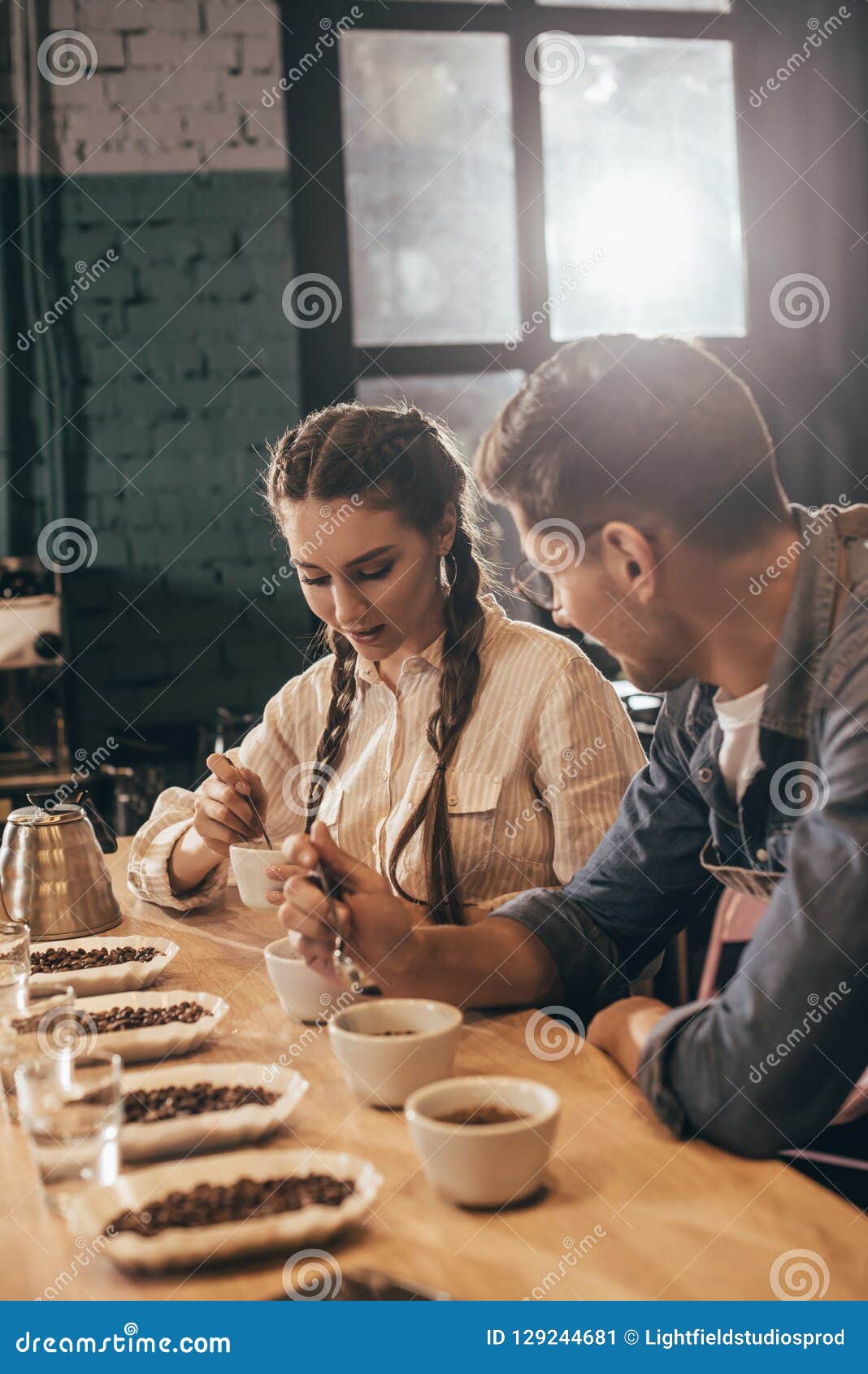 Coffee Shop Workers Checking Coffee Quality during Coffee Stock Image ...