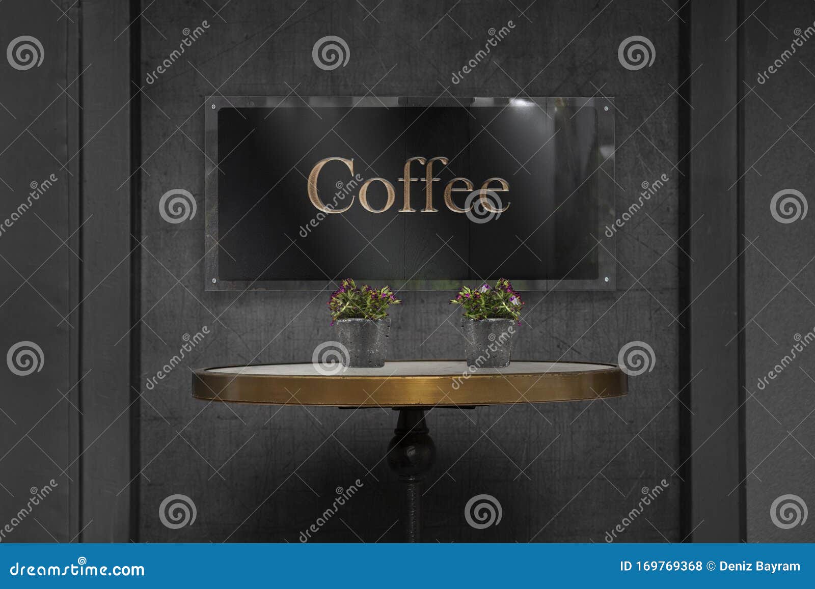 Coffee sign board on wall stock photo. Image of cafe - 169769368